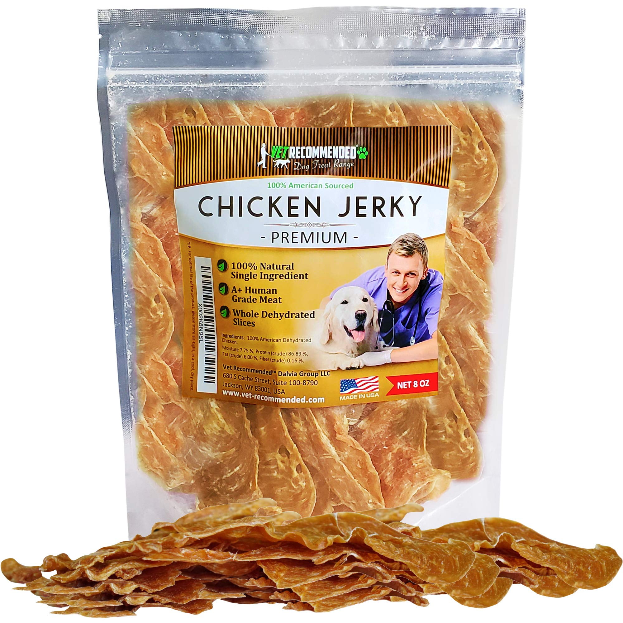 Premium Chicken Jerky for Dogs - Giant 8oz Bag | All Natural Dog Treats ...