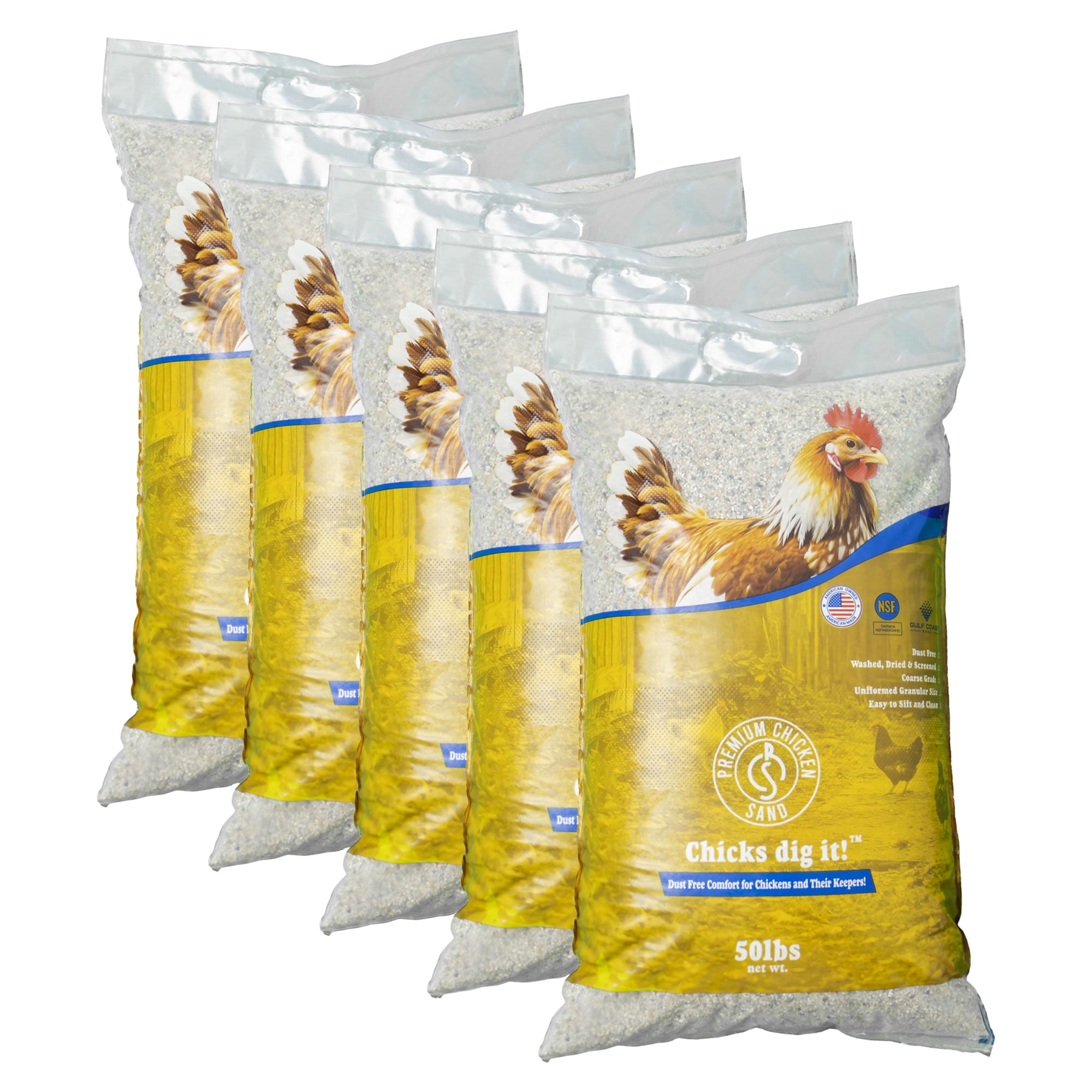 Premium Chicken Sand, Odor Eliminating Bedding for Coops, 50 Lbs Bag, 5 ...
