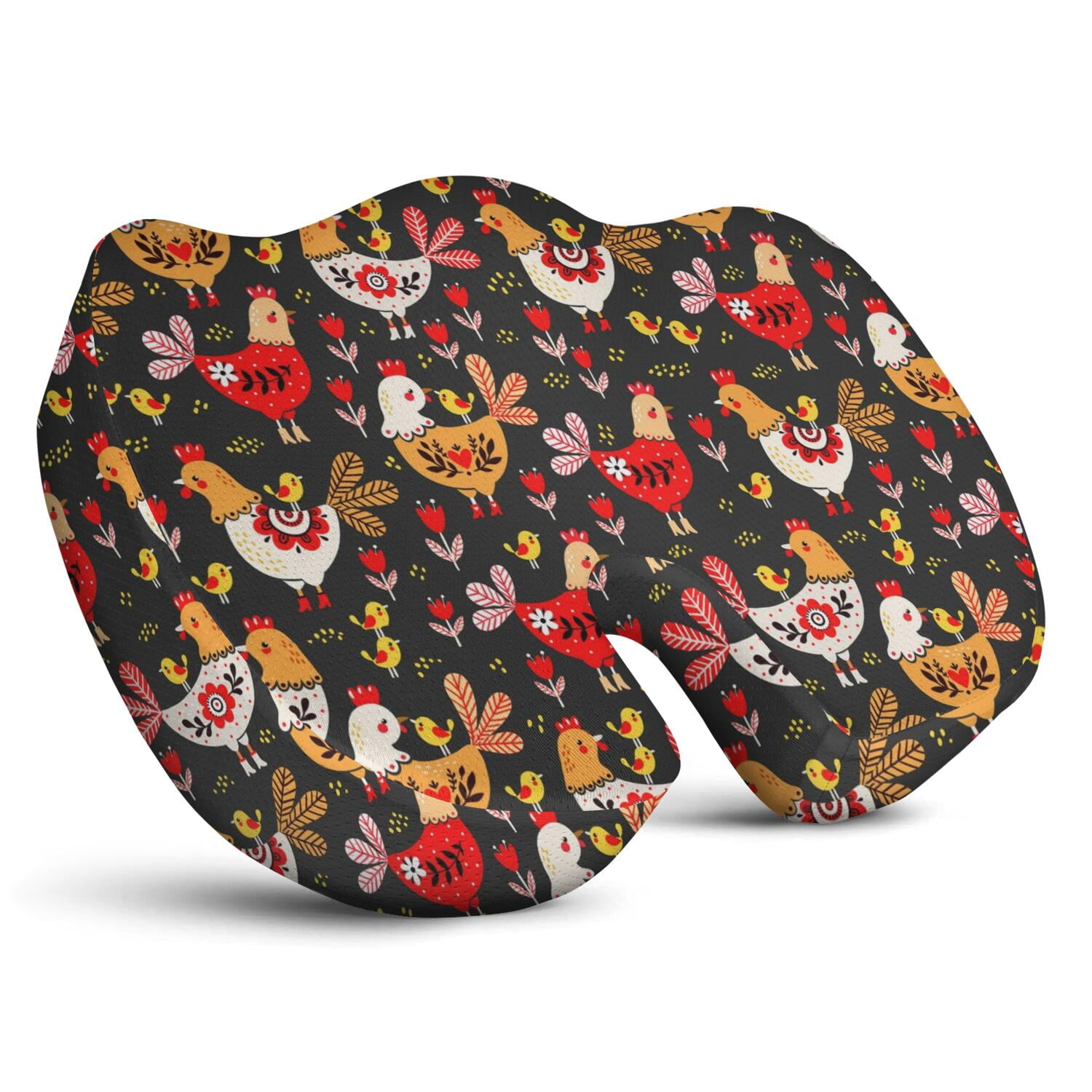 Premium Chickens Pattern Memory Foam Seat Cushion Ergonomic Chair Pad ...