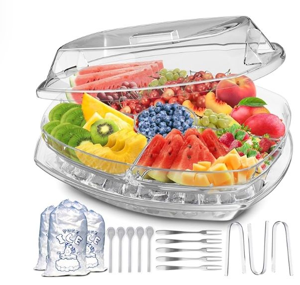 Premium Chilled Serving Tray for Parties - 15" Ice Chilled Party ...
