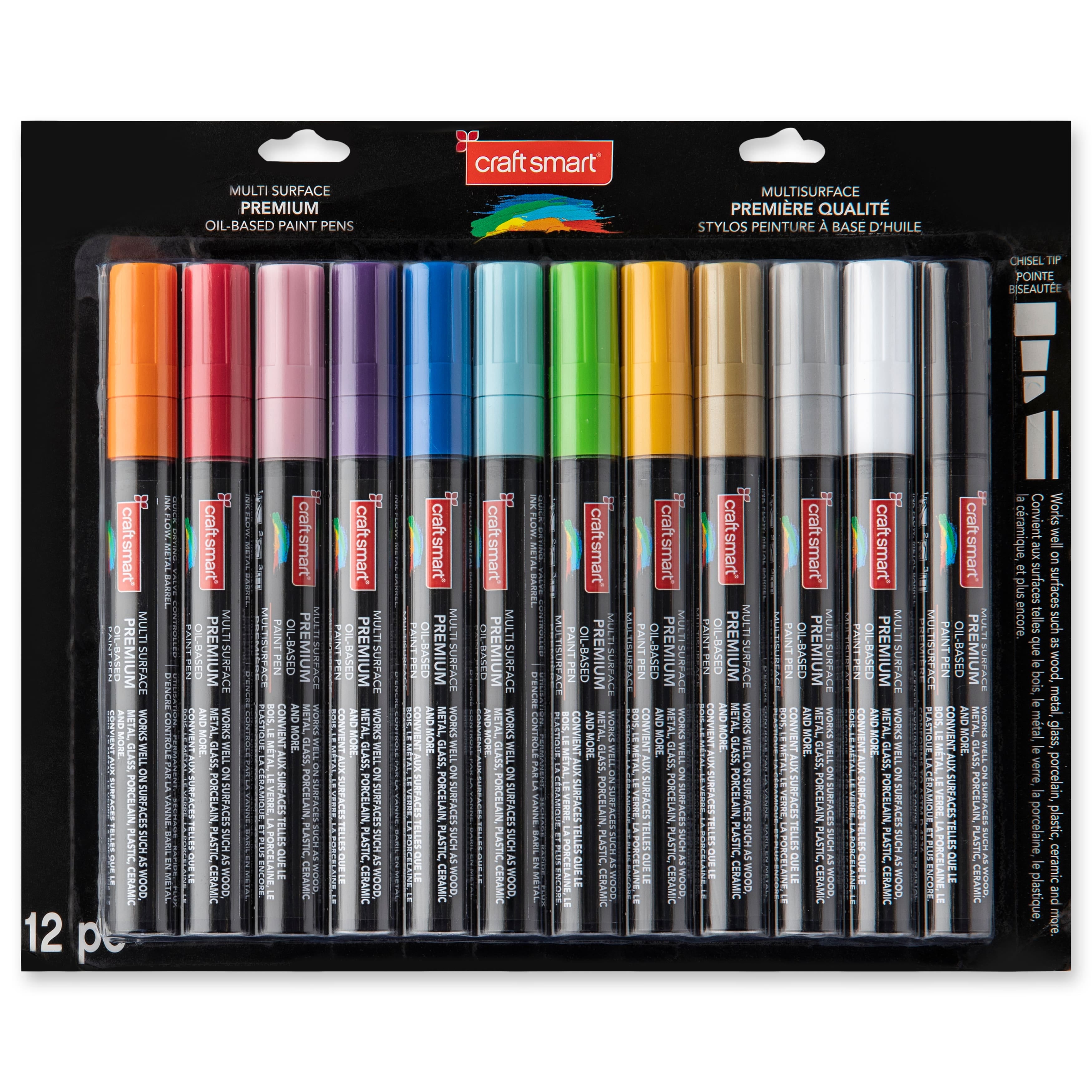 Craft Smart® Premium Permanent Paint Markers, Chisel Tip, 12ct Assorted ...
