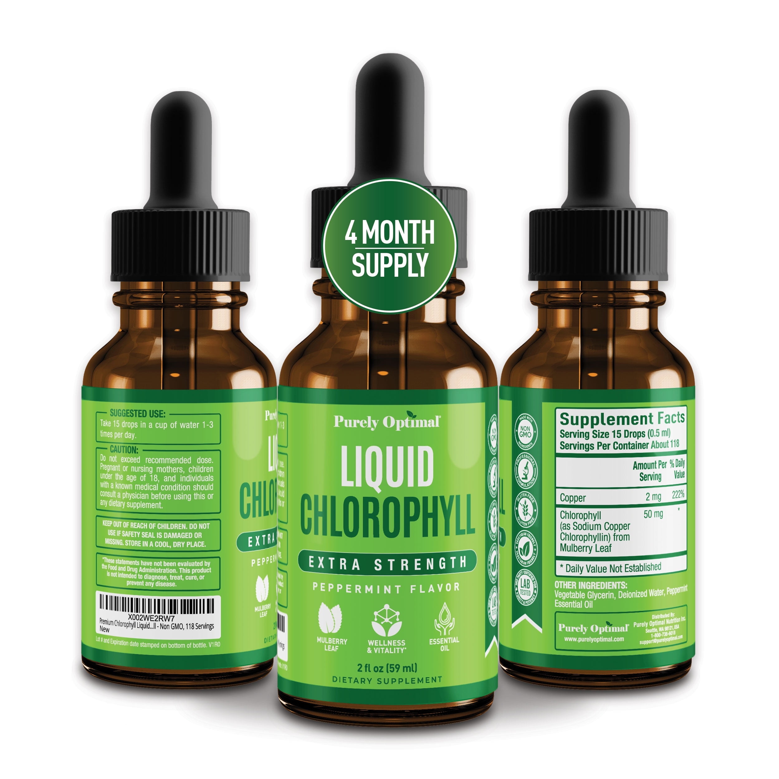 Premium Chlorophyll Liquid Drops - 100% Natural & Gluten Free Liquid ...