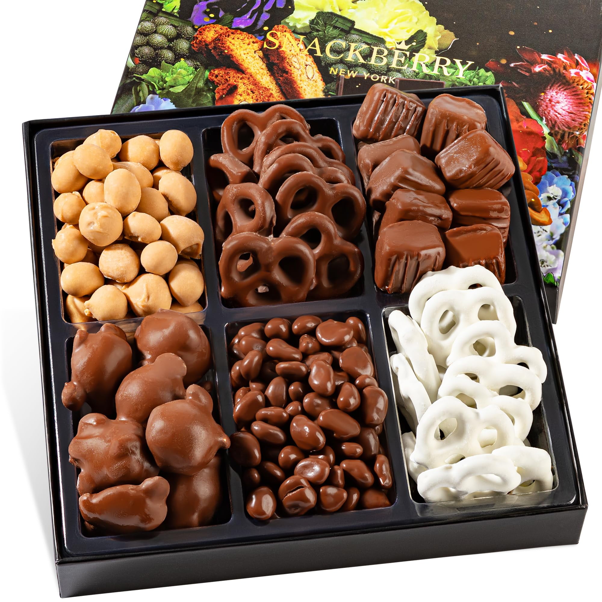 Premium Chocolate Gift Box - Gourmet Assortment With Chocolate Pretzels ...