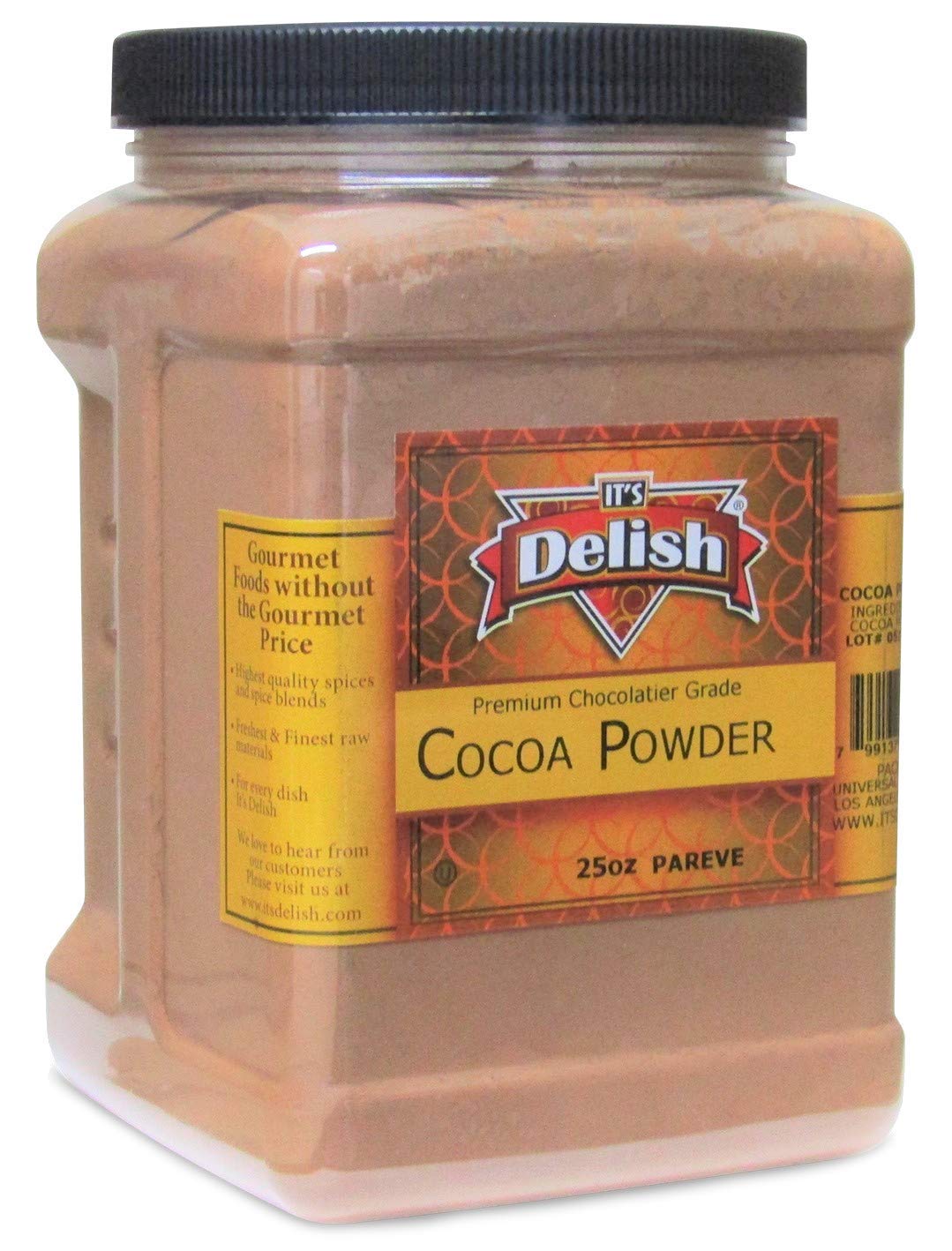 Premium Chocolatier Grade Cocoa Powder by Its Delish, 25 Oz (1.56 lbs ...