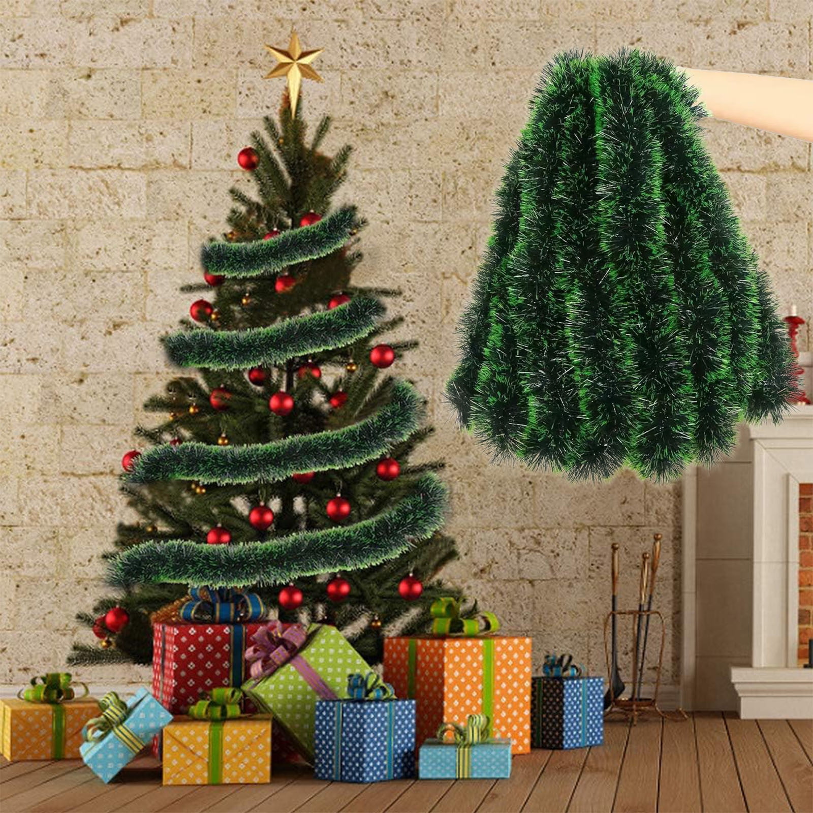 Premium Christmas Tinsel Garland, 78.74 Inch Glittering Decorative ...