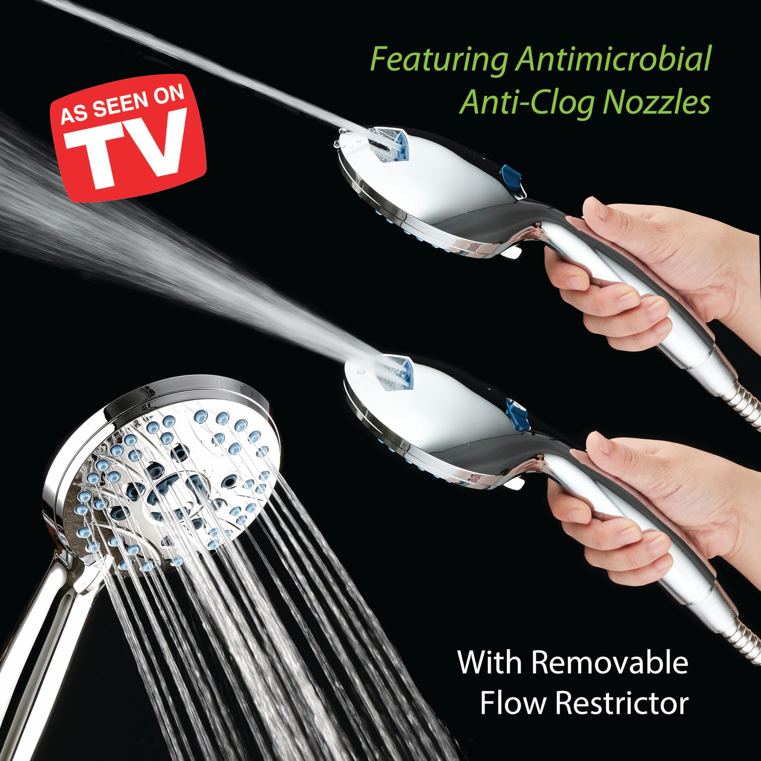 Premium Chrome 1.8 Gallon Per Minute 8-mode Handheld Shower Head with 6 ...