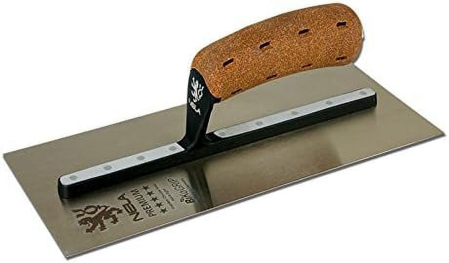 Premium Chrome Steel Smoothing Trowel 12" x 4.75" Cork Handle BiKo Grip ...