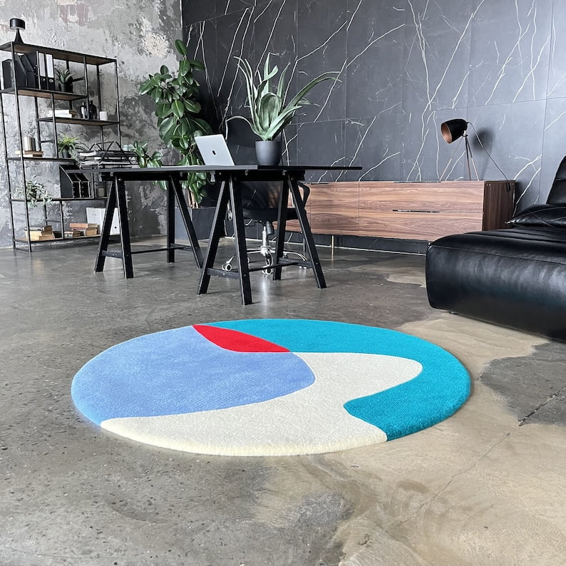 Premium Circular, Handmade Rug with Abstract Patterns made with 100% ...