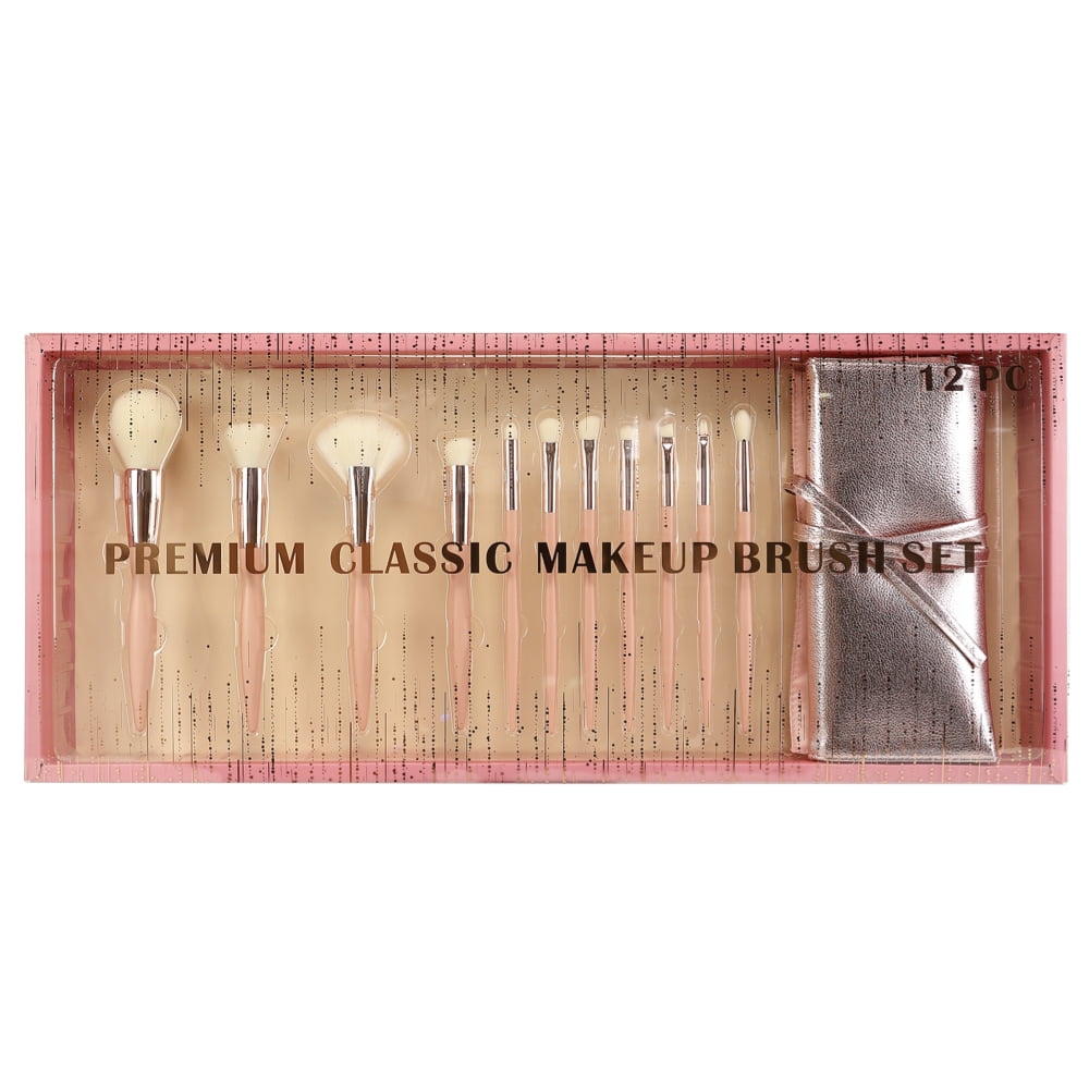 Premium Classic Makeup Brush Gift Set, Pink, 12 Piece Set - Walmart.com