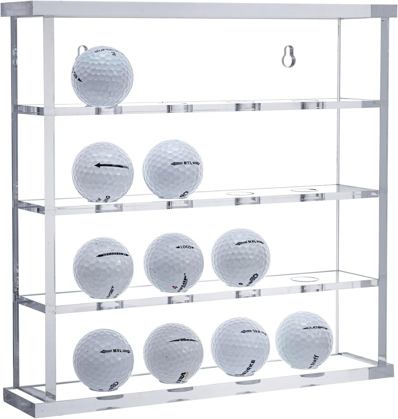 Premium Clear Acrylic Wall Mountable 4 Tier Golf Ball Holder Showcase ...