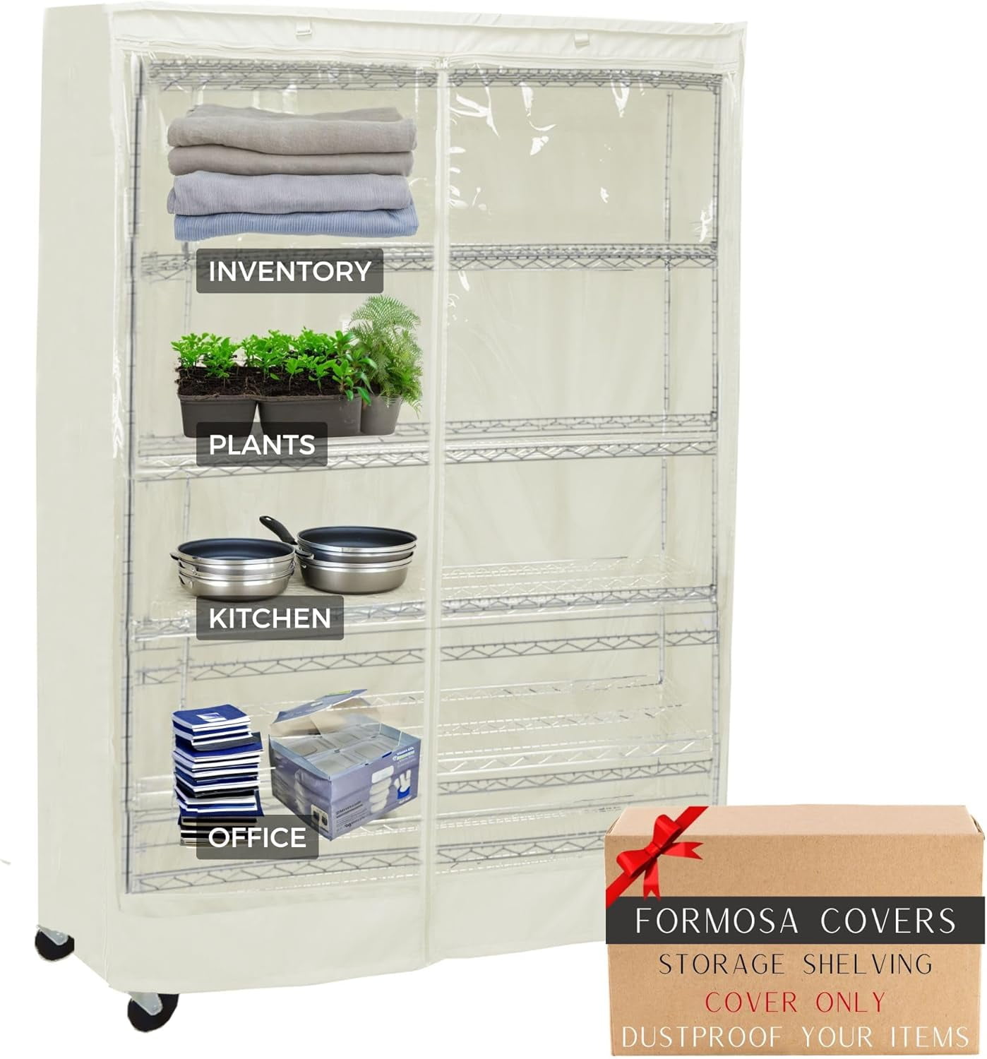 Premium Clear Front Wire Shelf Steel Rack Cover Off White - Heavy-Duty ...