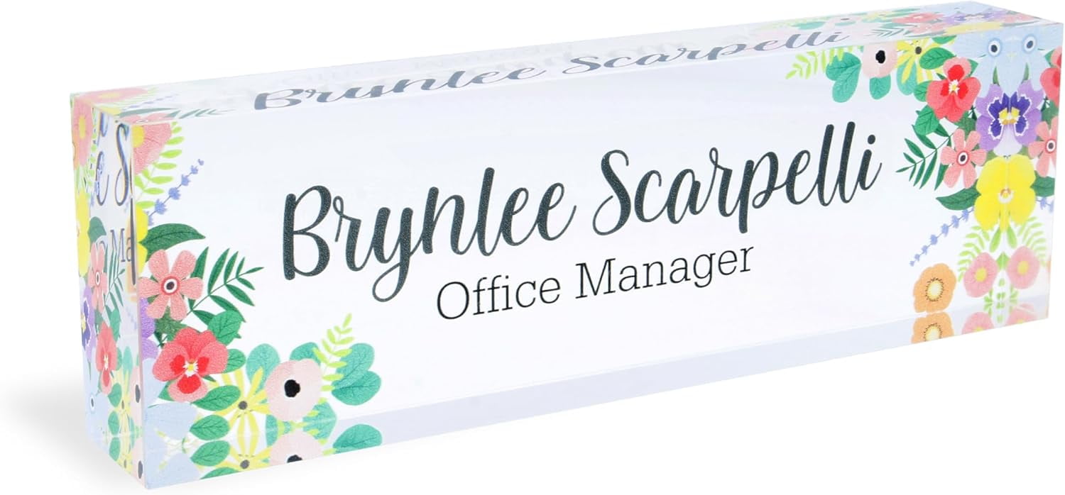 Premium Clear Glass Block Name Plates for Your Desk - 8" x 2.5 ...