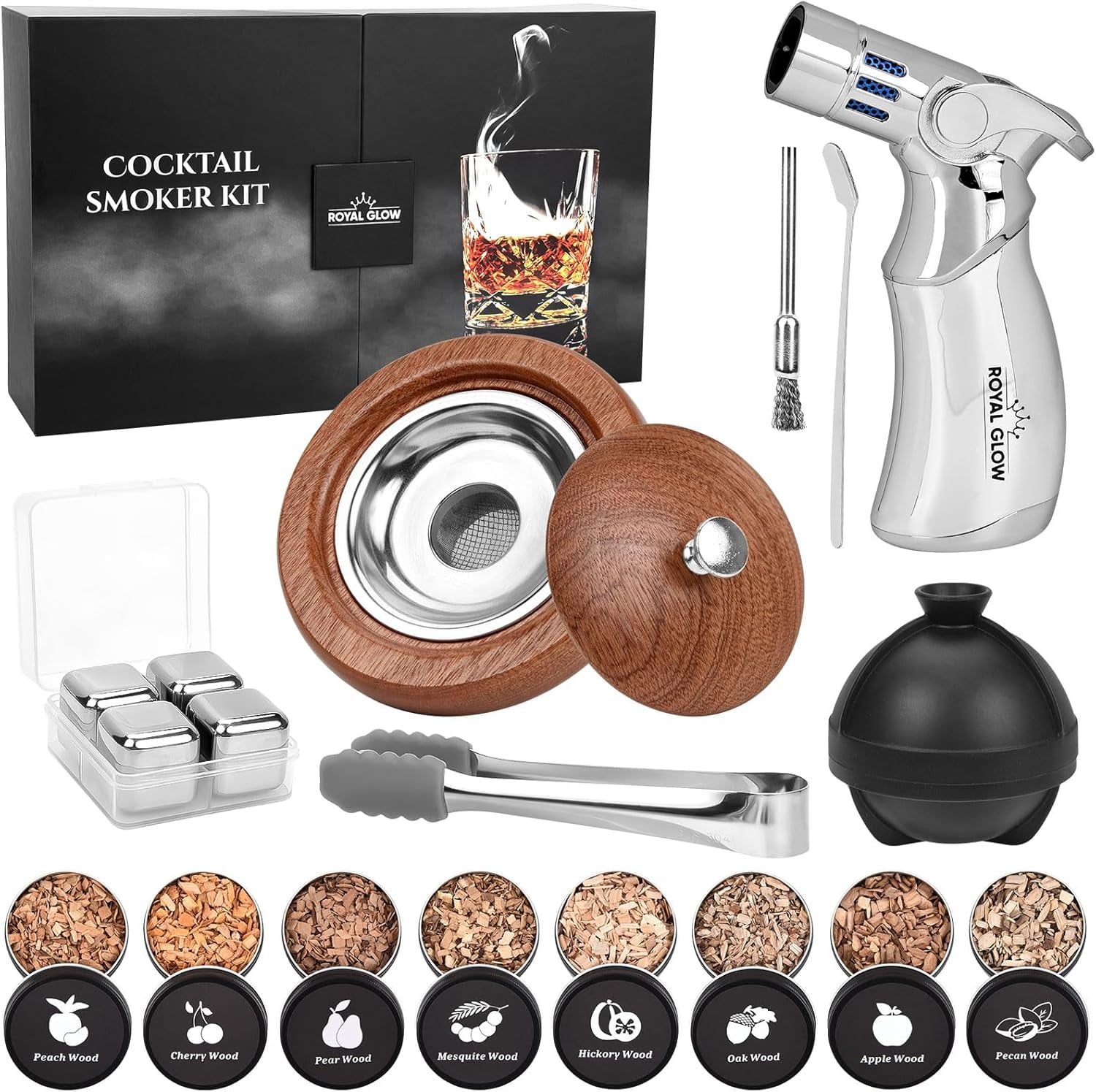 Premium Cocktail Smoker Kit with Torch – 8 Flavors Wood Chips – Whiskey ...