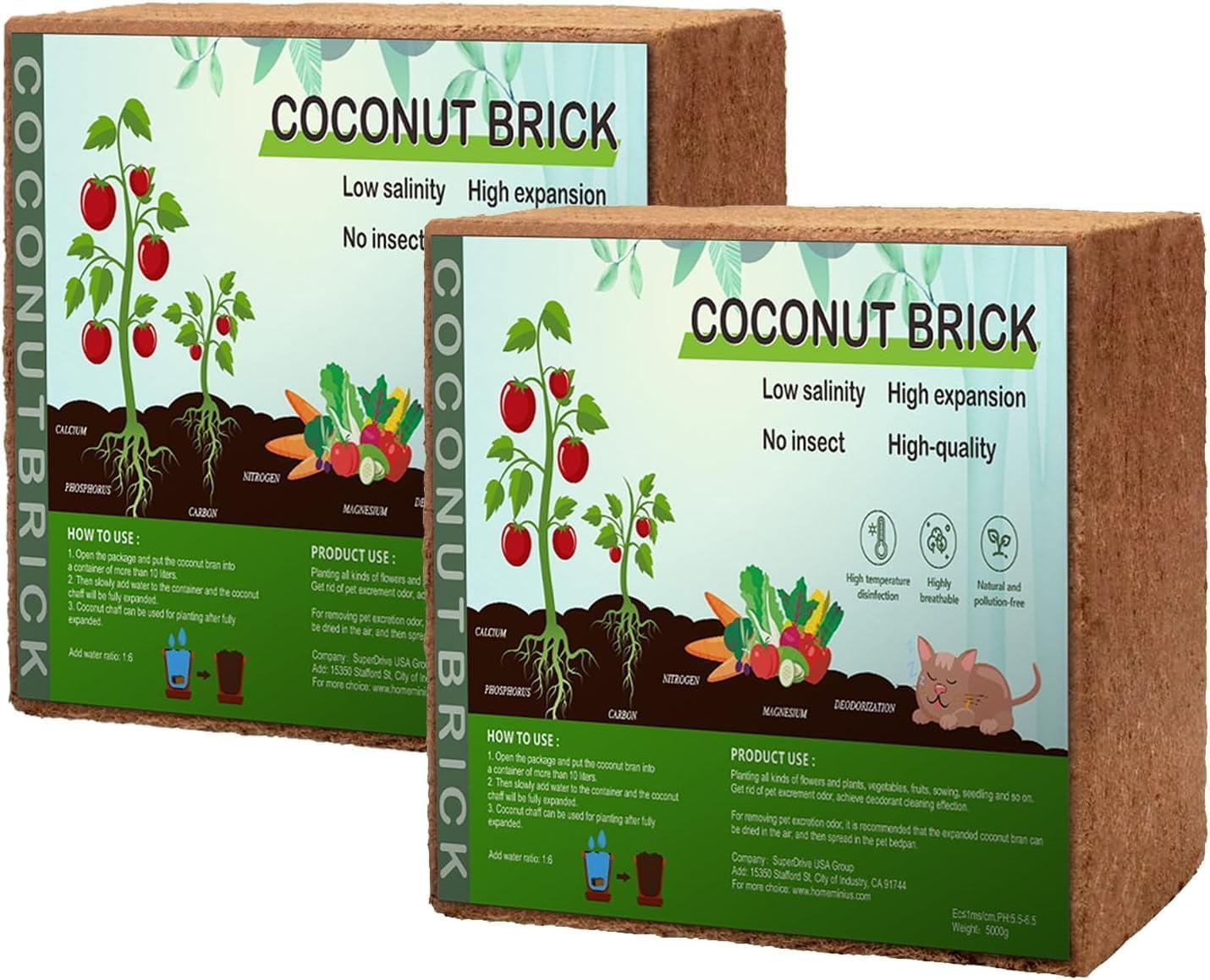 Premium Coco Coir Brick, High Nutrient Compressed Coconut Soil, OMRI ...