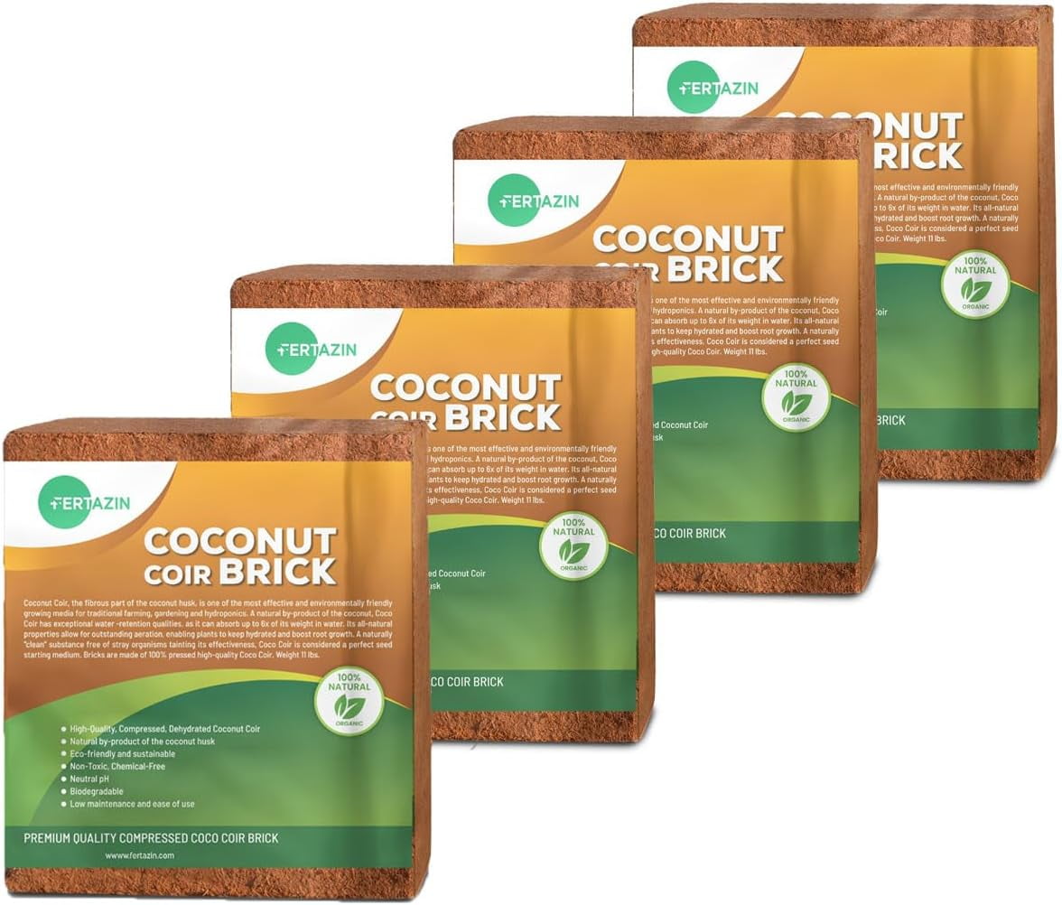 Premium Coco Coir Bricks - 4 Bricks - 10LBS / 4.5KG Each - 100% Organic ...