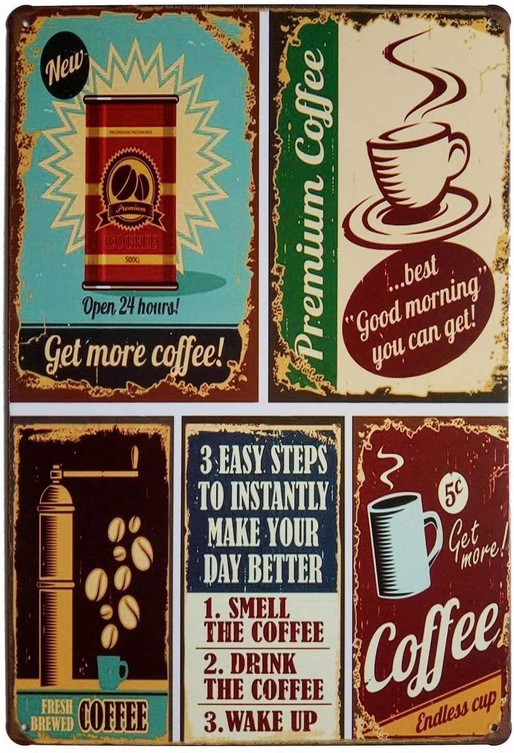 Premium Coffee Best Good Morning Retro Metal Tin Sign, Antique Plaque ...