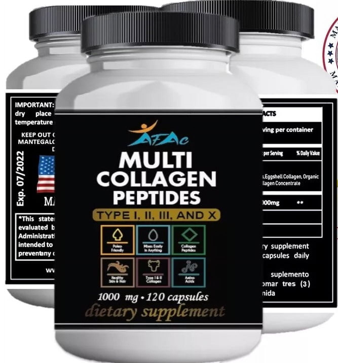 Premium Collagen Peptides Pills Hydrolyzed Anti-Aging 120 capsules ...