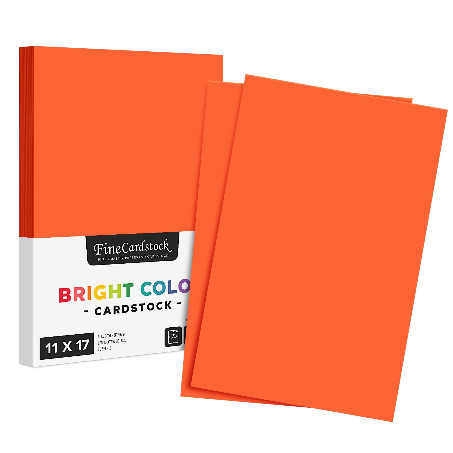 Premium Color Card Stock Paper - 65 Lb Cover Cardstock - 50 Sheets per ...