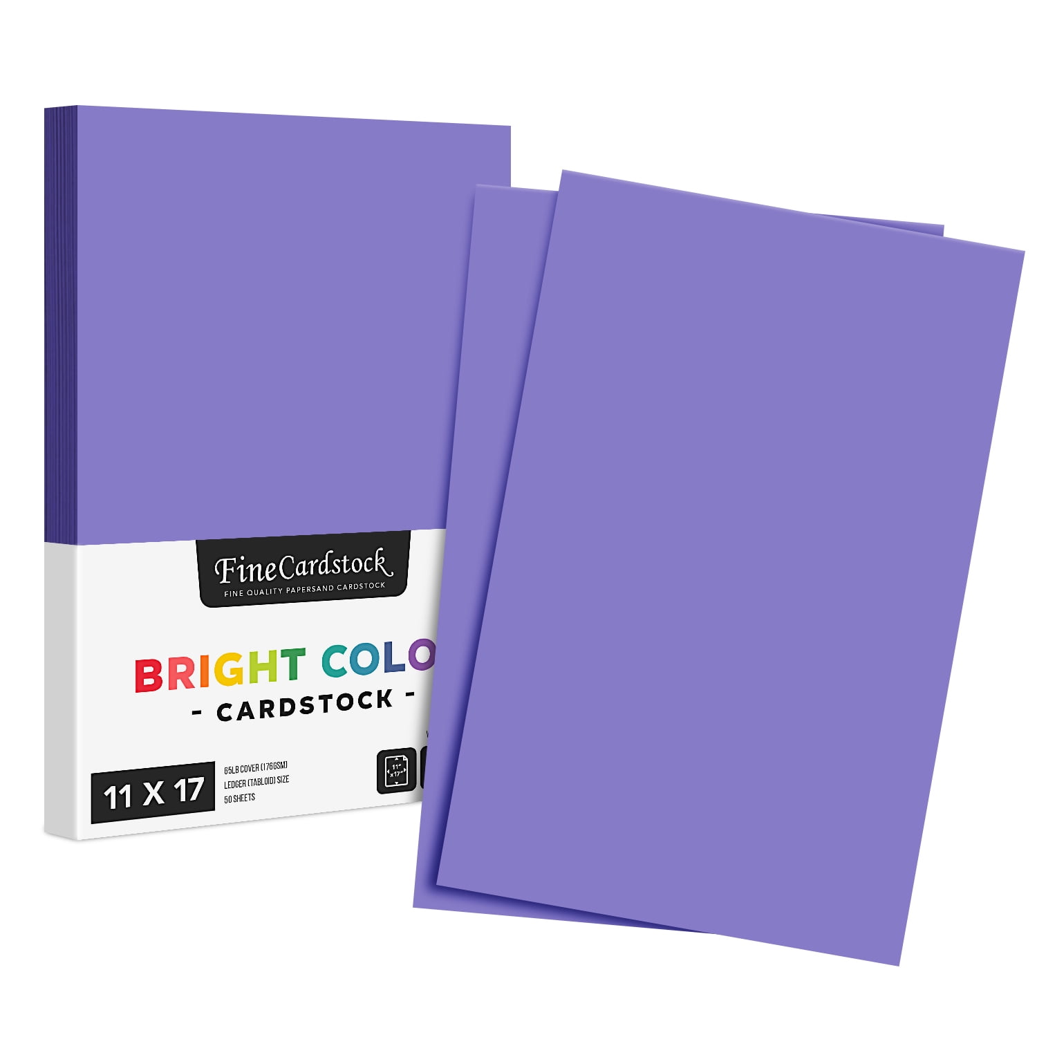 Premium Color Card Stock Paper - 65 Lb Cover Cardstock - 50 Sheets per ...