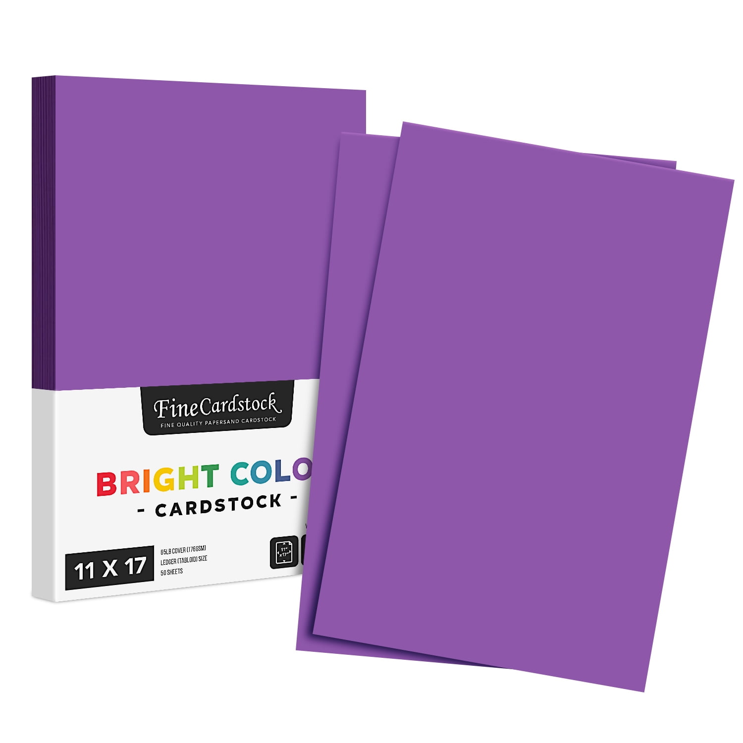 Premium Color Card Stock Paper - 65 Lb Cover Cardstock - 50 Sheets per ...