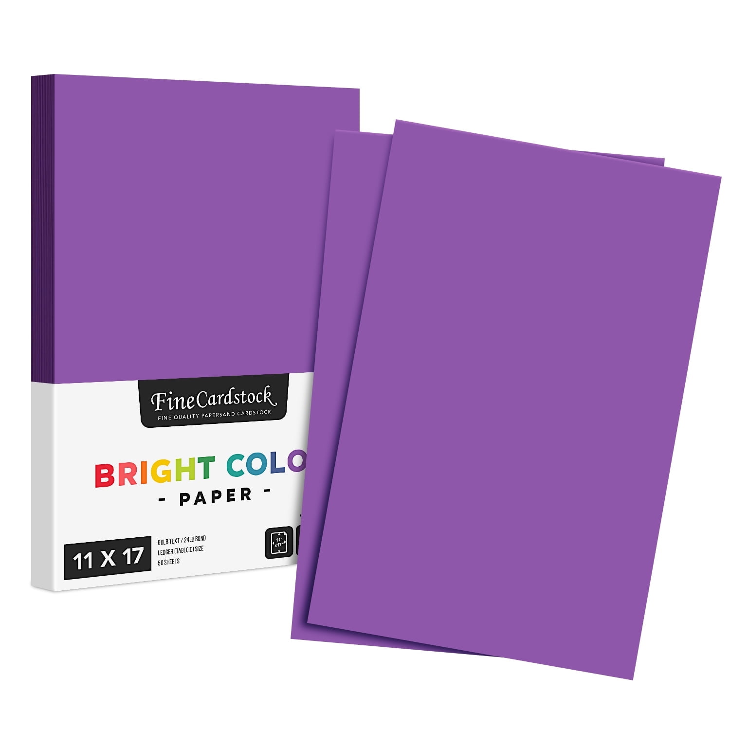 Premium Color Paper 24lb - 50 Sheets Per Pack (11 x 17, Violet ...