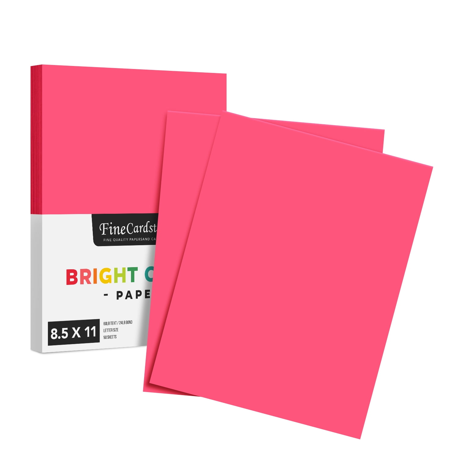 Premium Color Paper 24lb - 50 Sheets Per Pack (8.5 x 11, Hot Pink ...