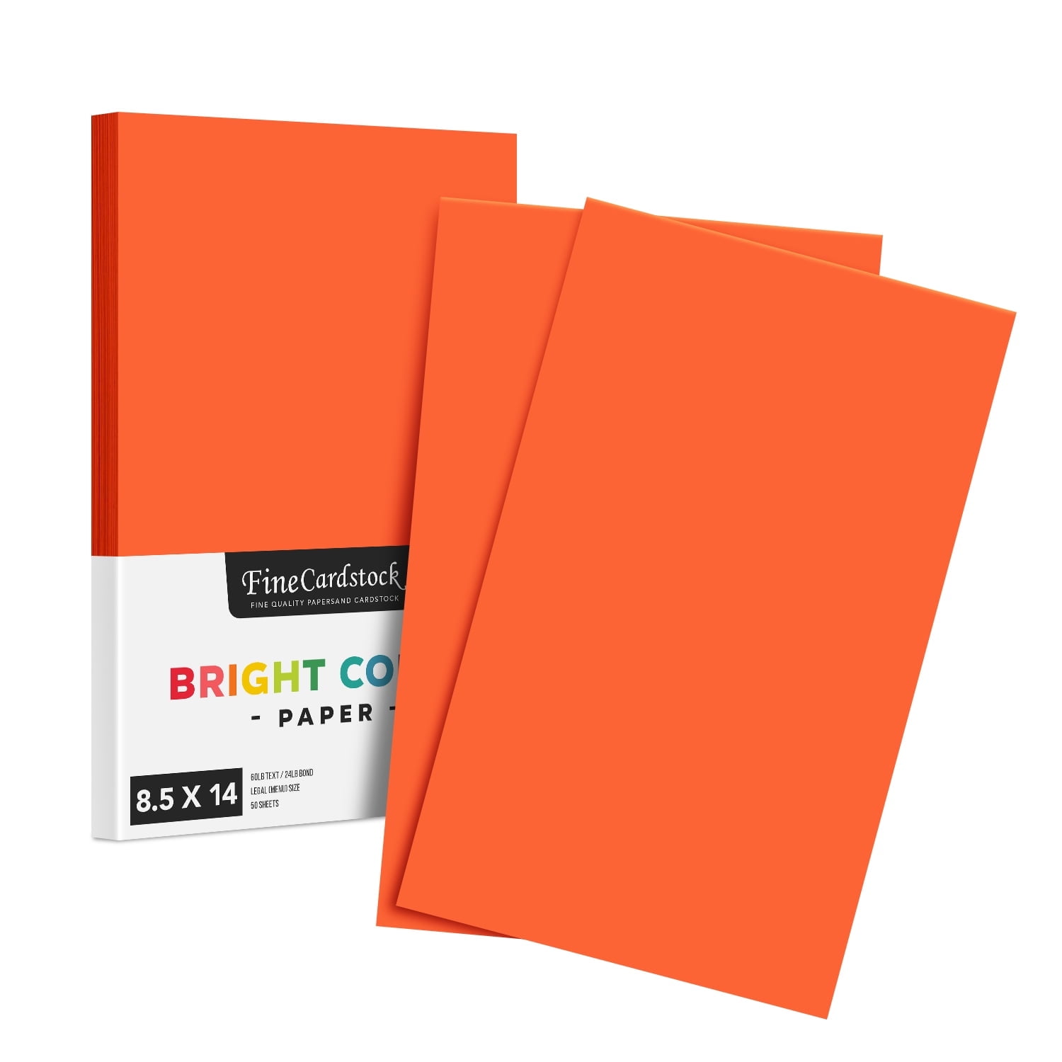 Premium Color Paper 24lb - 50 Sheets Per Pack (8.5 x 14, Dark Orange ...