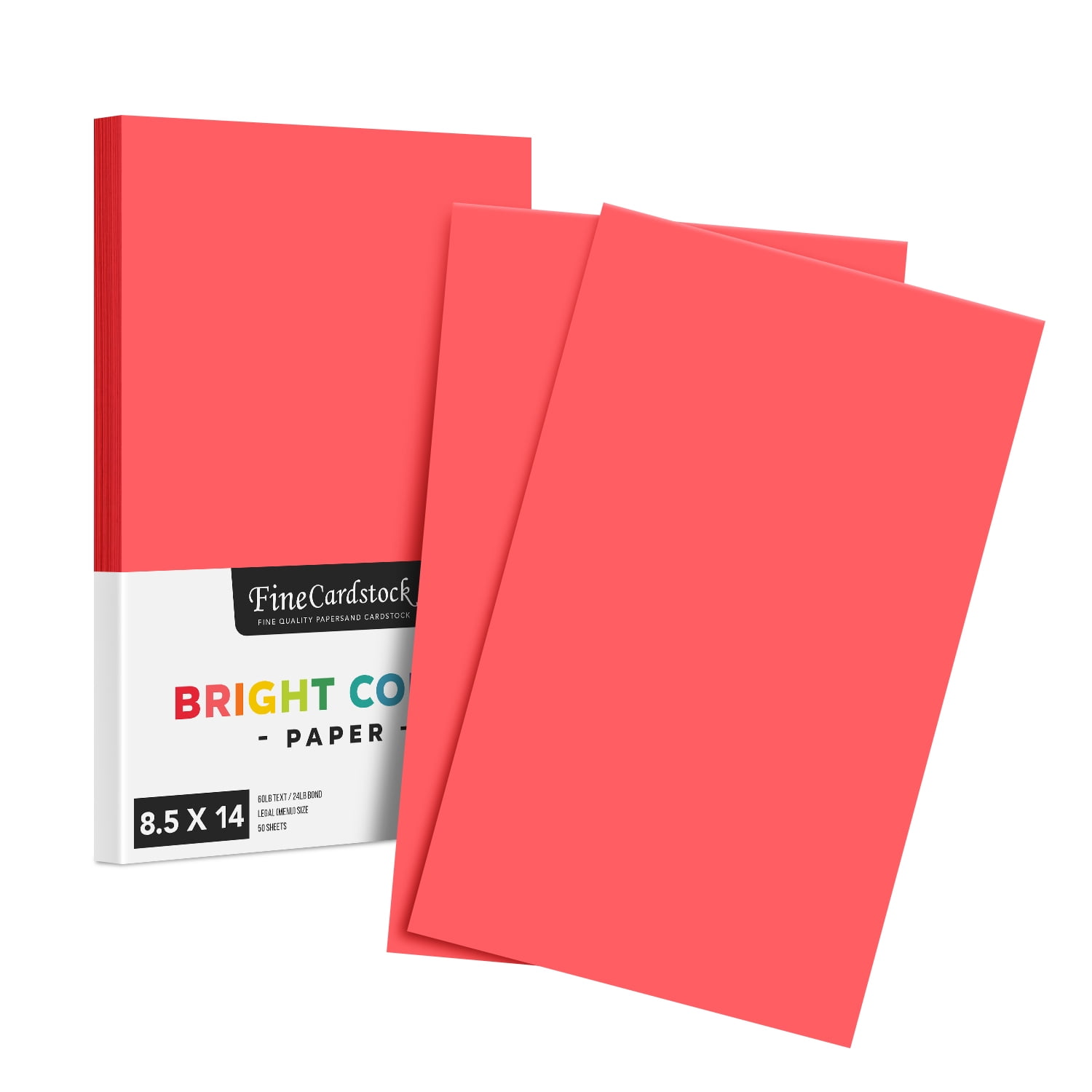 Premium Color Paper 24lb - 50 Sheets Per Pack (8.5 x 14, Light Red ...