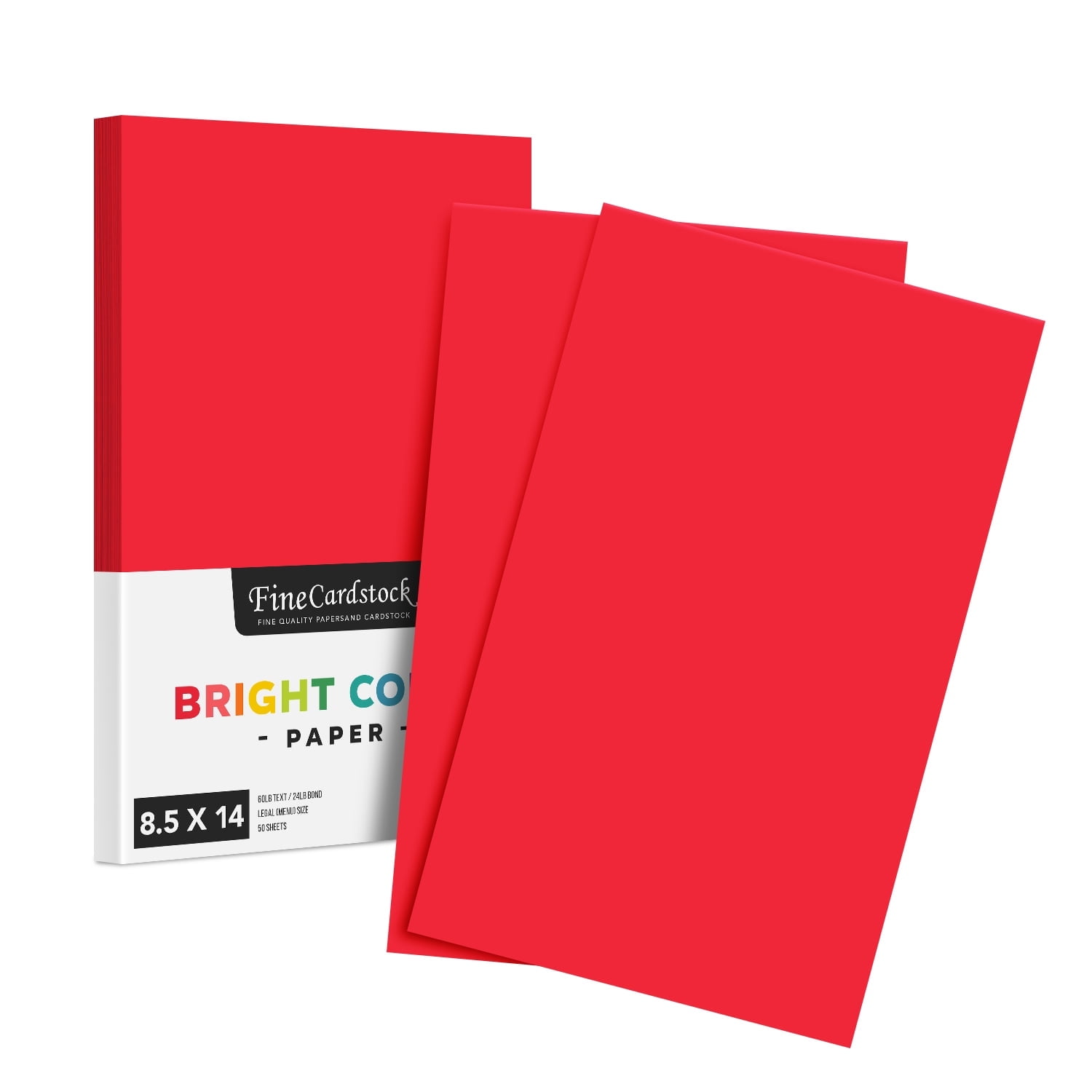 Premium Color Paper 24lb - 50 Sheets Per Pack (8.5 x 14, Red) - Walmart.com