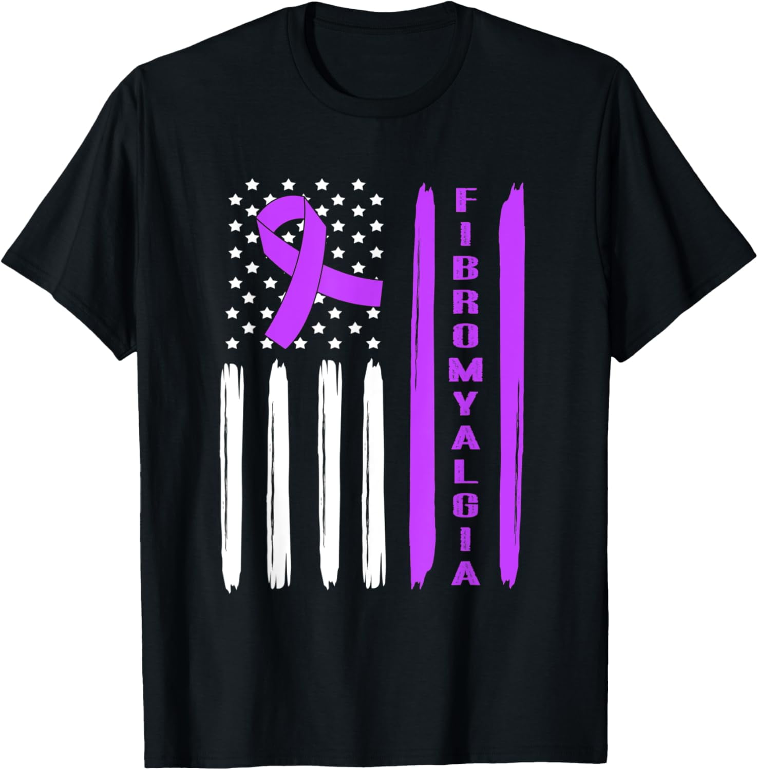 Premium Comfort - American Flag Purple Fibromyalgia T-Shirt - Walmart.com