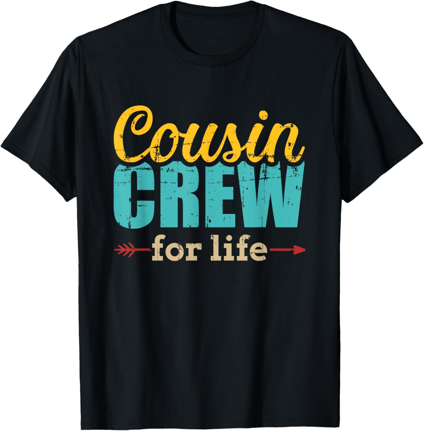 Premium Comfort - Cousin crew for life vintage retro T-Shirt, Black ...