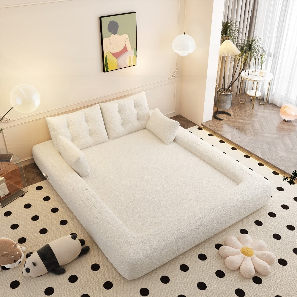 Premium Comfort Foldable Sofa Bed - 78.7" Beige, 3-in-1 - Walmart.com