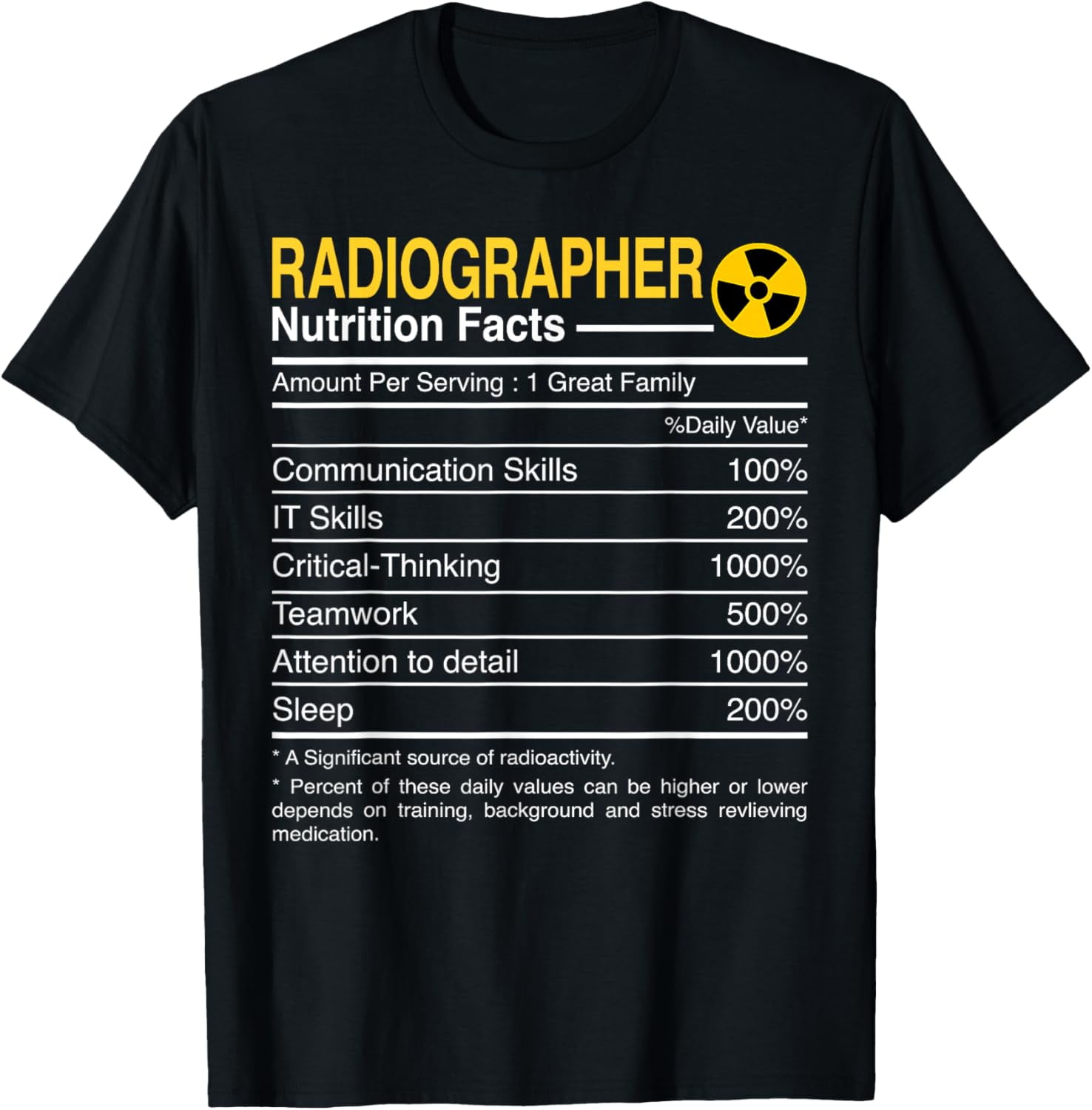 Premium Comfort - Radiographer Nutrition Facts - Rad Tech Radiography X ...