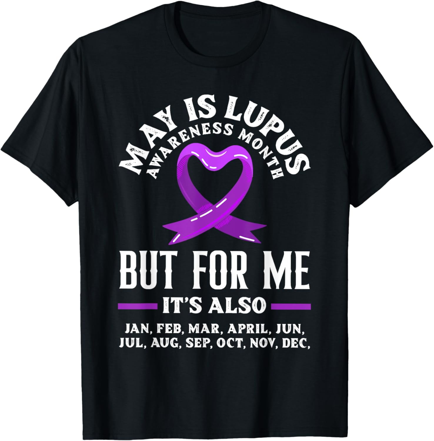 Premium Comfort - SLE Lupus Awareness T-Shirt - Purple Ribbon Print ...