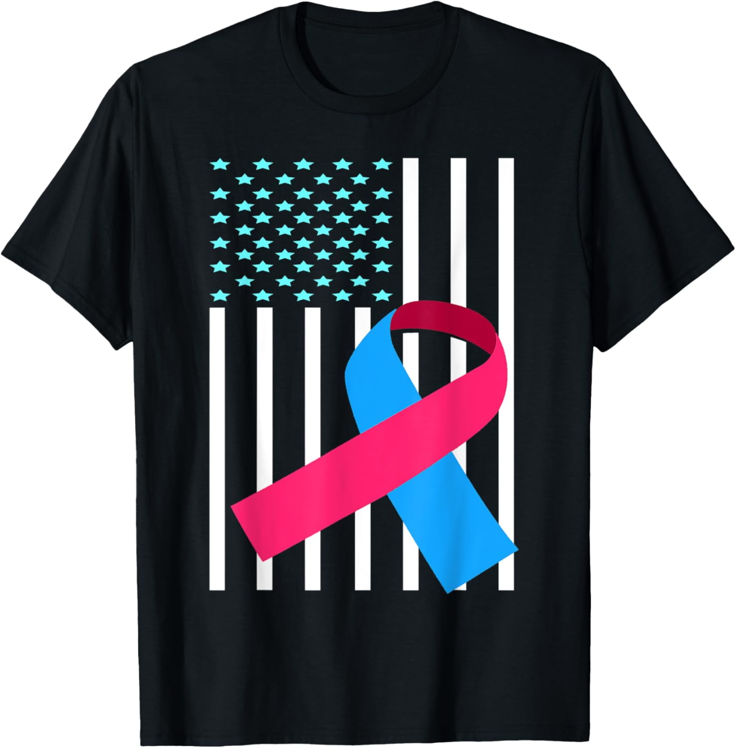 Premium Comfort - USA Flag Red & Blue Ribbon Pulmonary Fibrosis ...