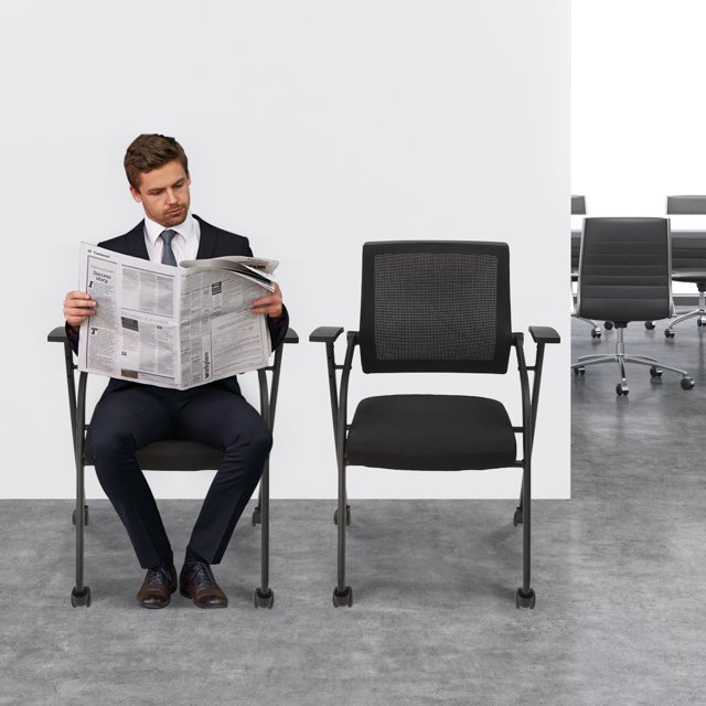 Premium Conference Room Chairs with Casters - Set of 2 Ergonomic ...