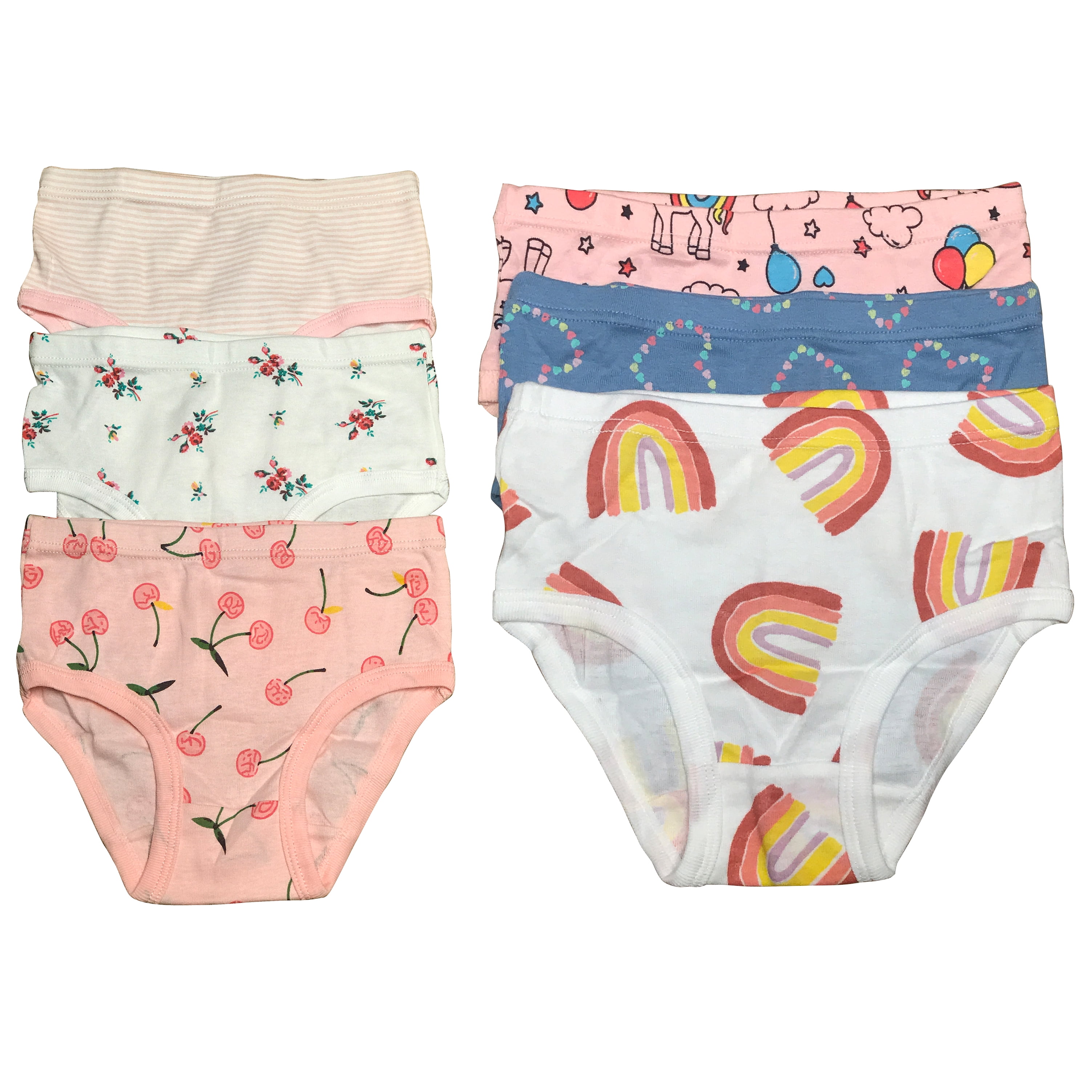 Premium Cotton Briefs for Toddler Little Girls - 6-Pack Assortment ...