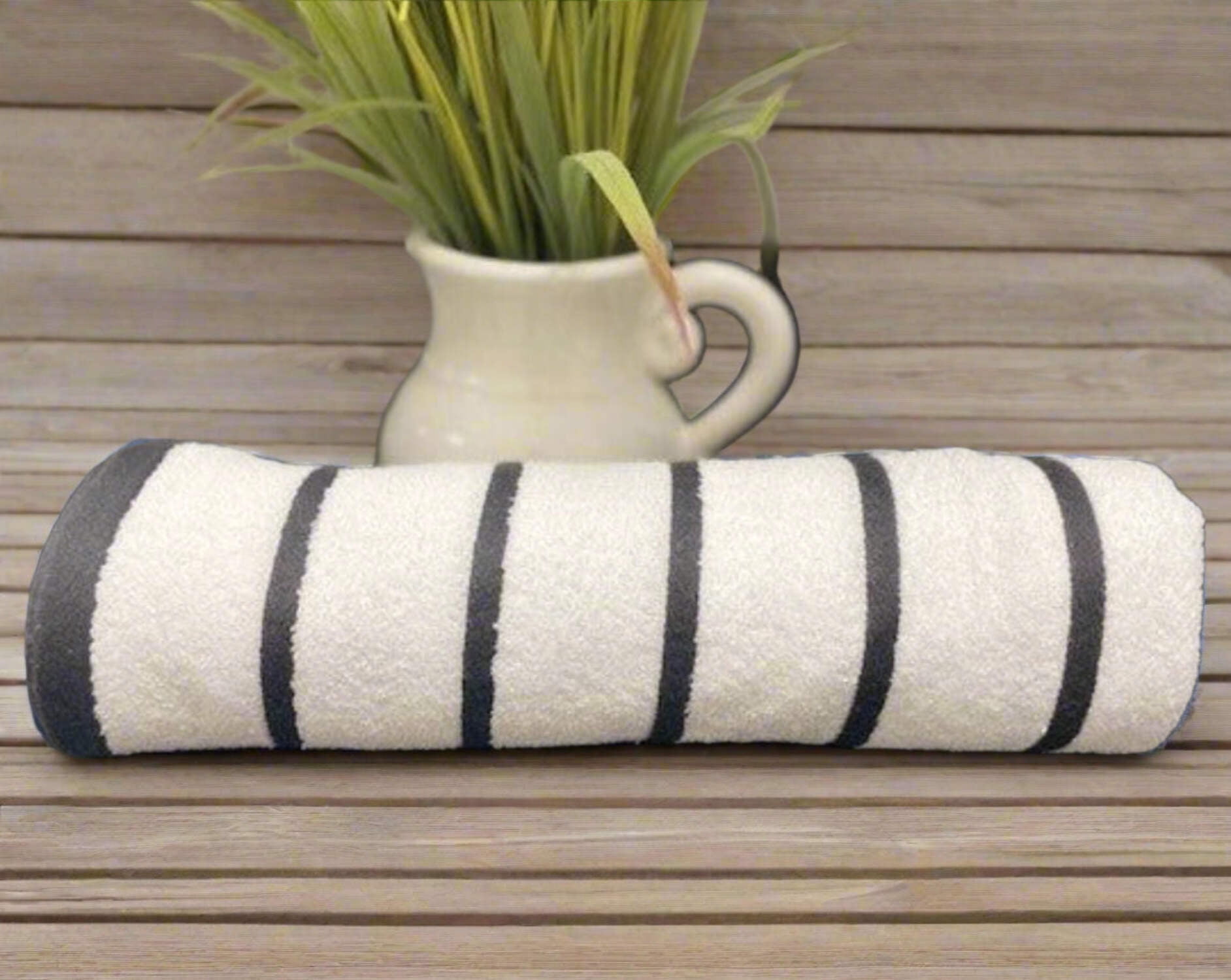 Premium Cotton-Poly Blend Horizontal Stripes Pool Towels 2 PK Aqua 38 ...