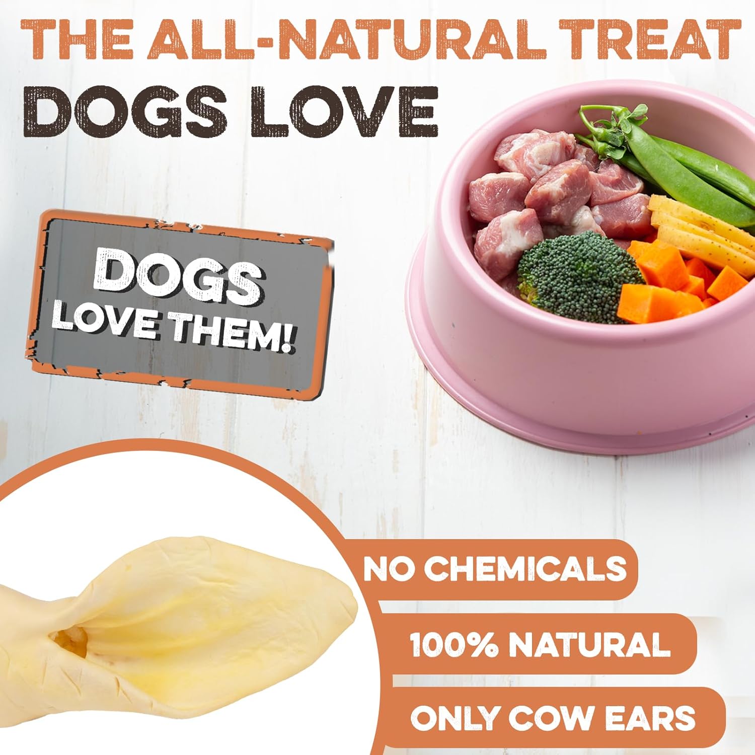 Premium Cow Ears For Dogs, Thick Cut & All-Natural Whole Ears, 100% ...