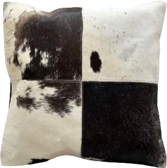 Premium Cowhide Patchwork Cushion Covers, 15 x 15 Inches, 100% Natural ...