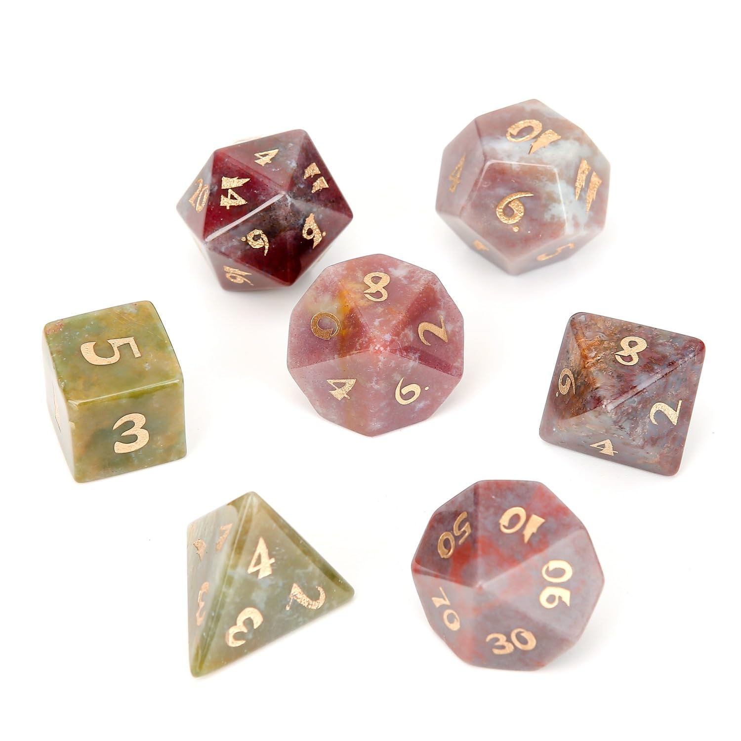 Premium Crystal Gemstone for DND Dice Set 7pcs forRPG Polyhedral Dice ...