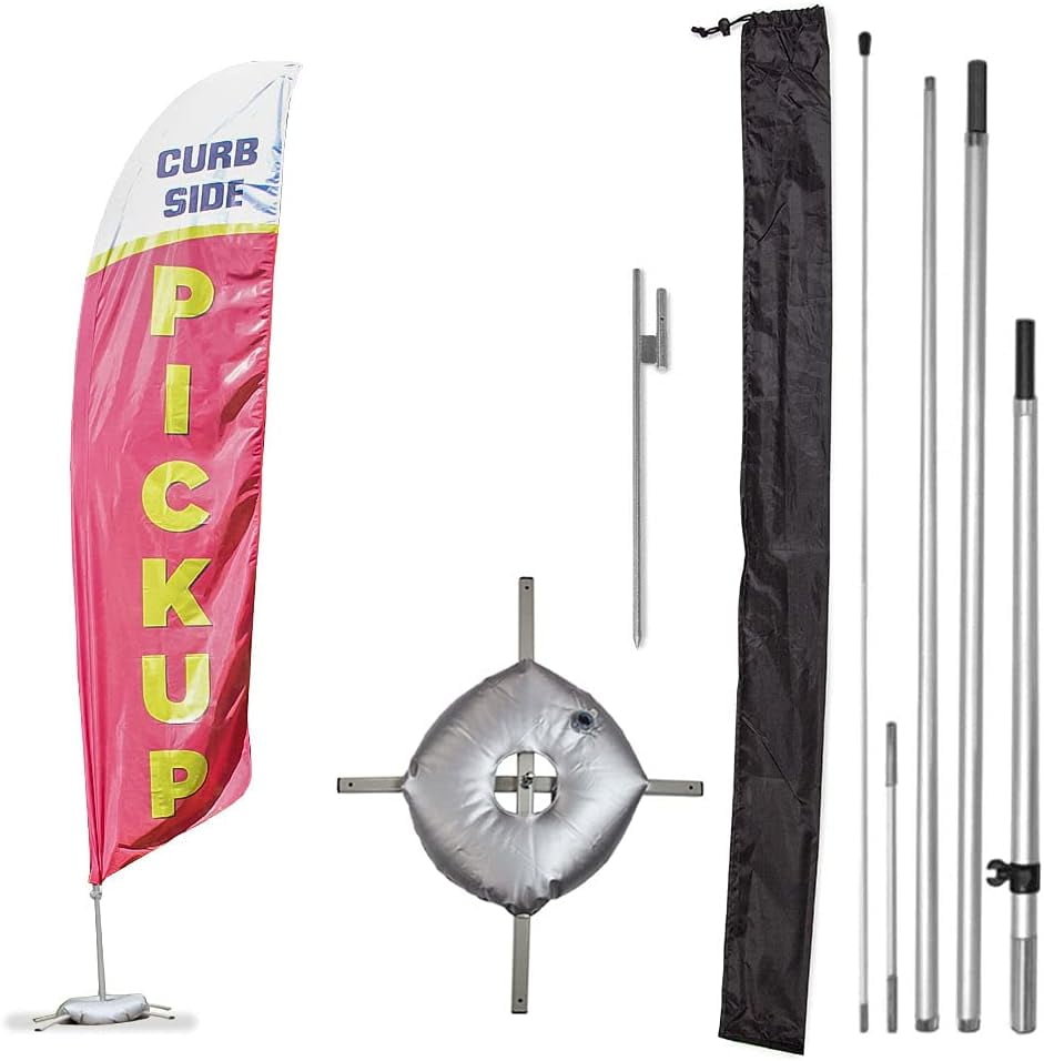 Premium Curbside Pick Up Flag Kit – 13ft Pole Set, Ground Stake, Cross ...
