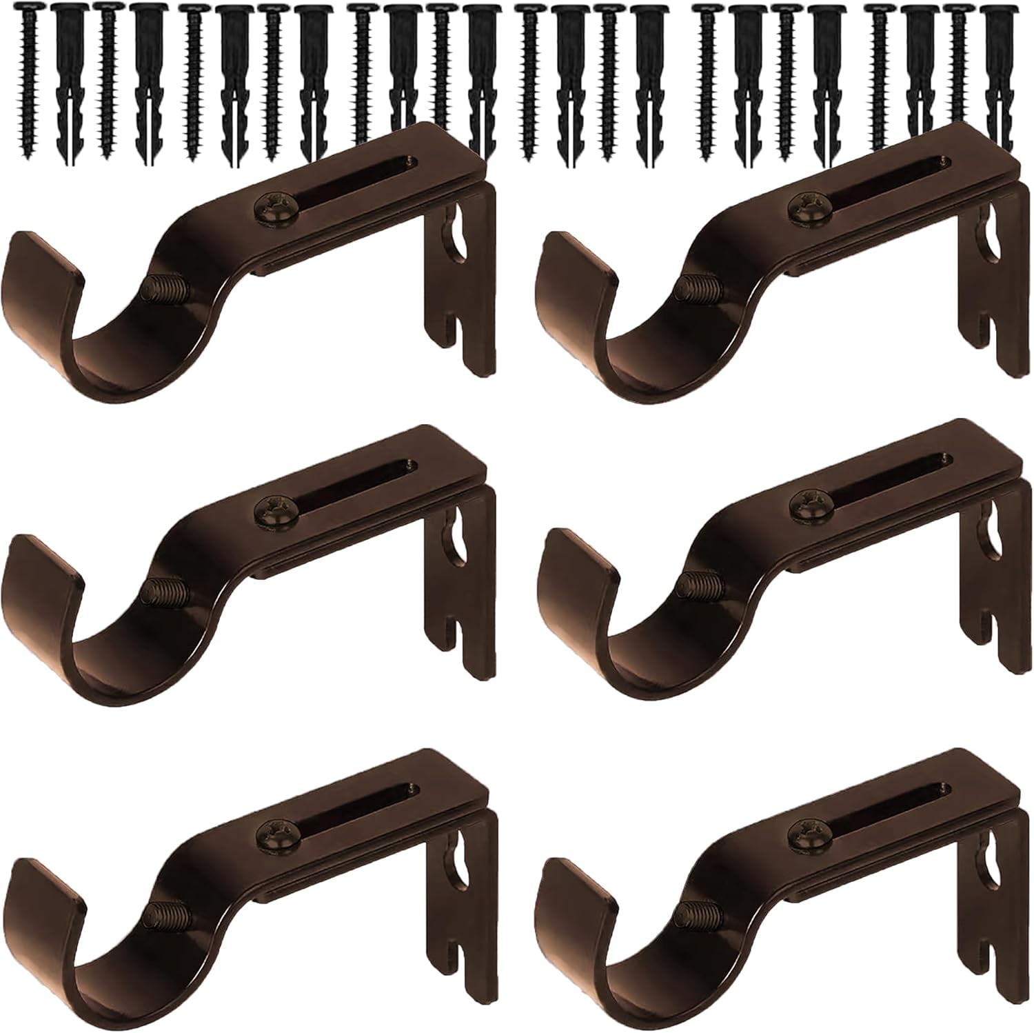 Premium Curtain Rod Brackets - 2 Pack Adjustable Wall Mounts, Curtain ...