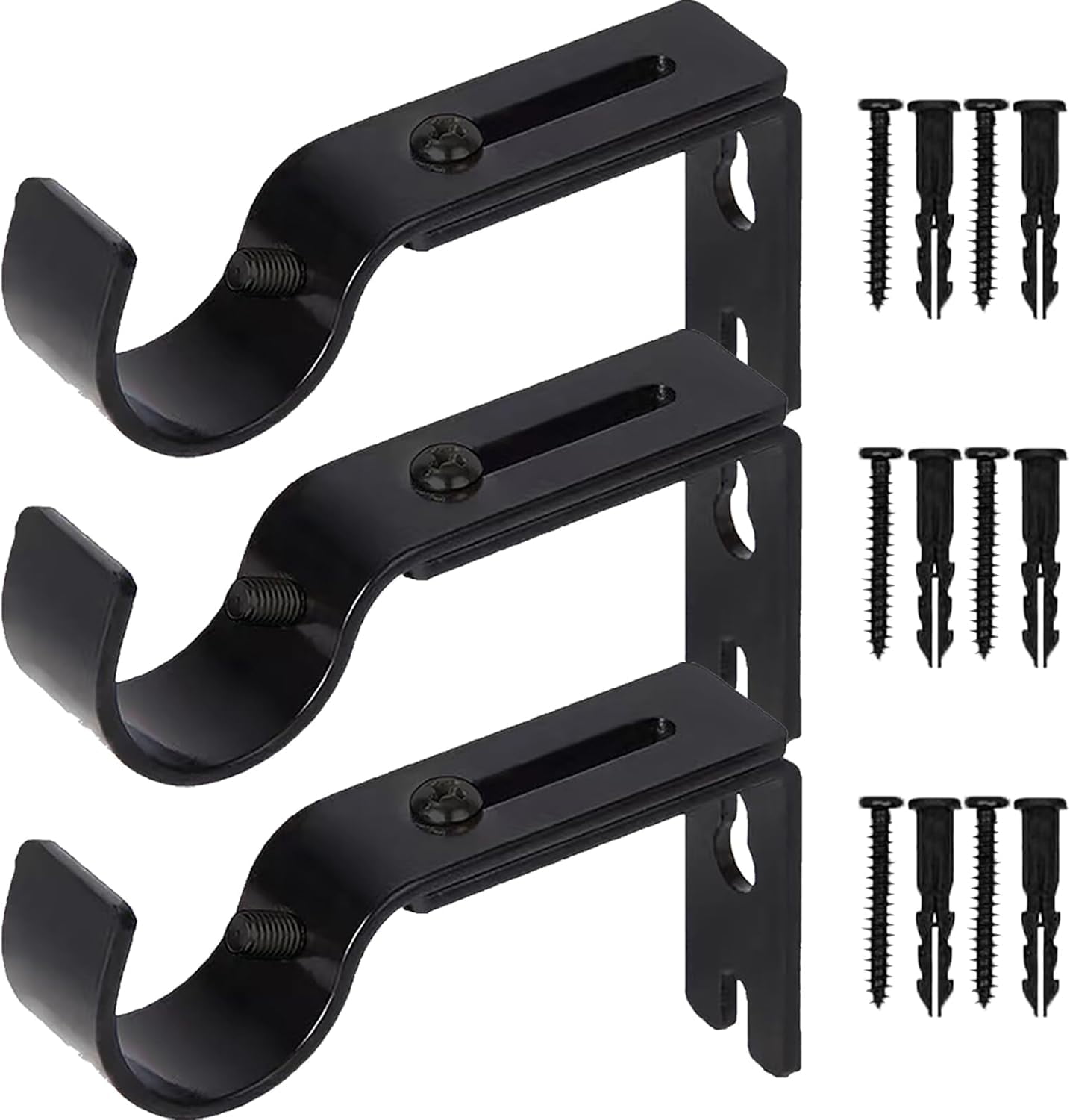 Premium Curtain Rod Brackets - 2 Pack Adjustable Wall Mounts, Curtain ...