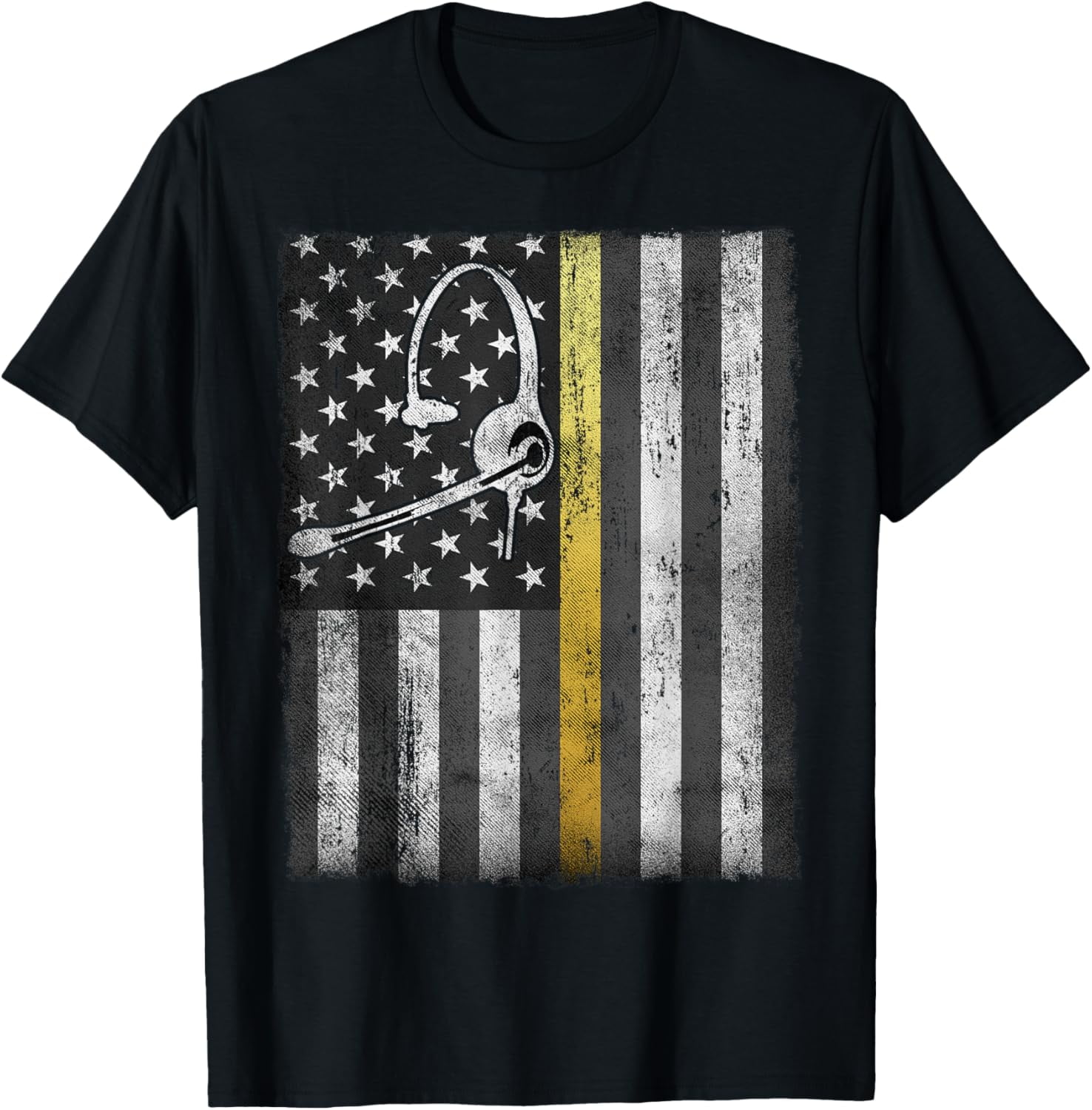 Premium Daily Comfort - Dispatcher T Shirt USA Flag Thin Yellow Line ...