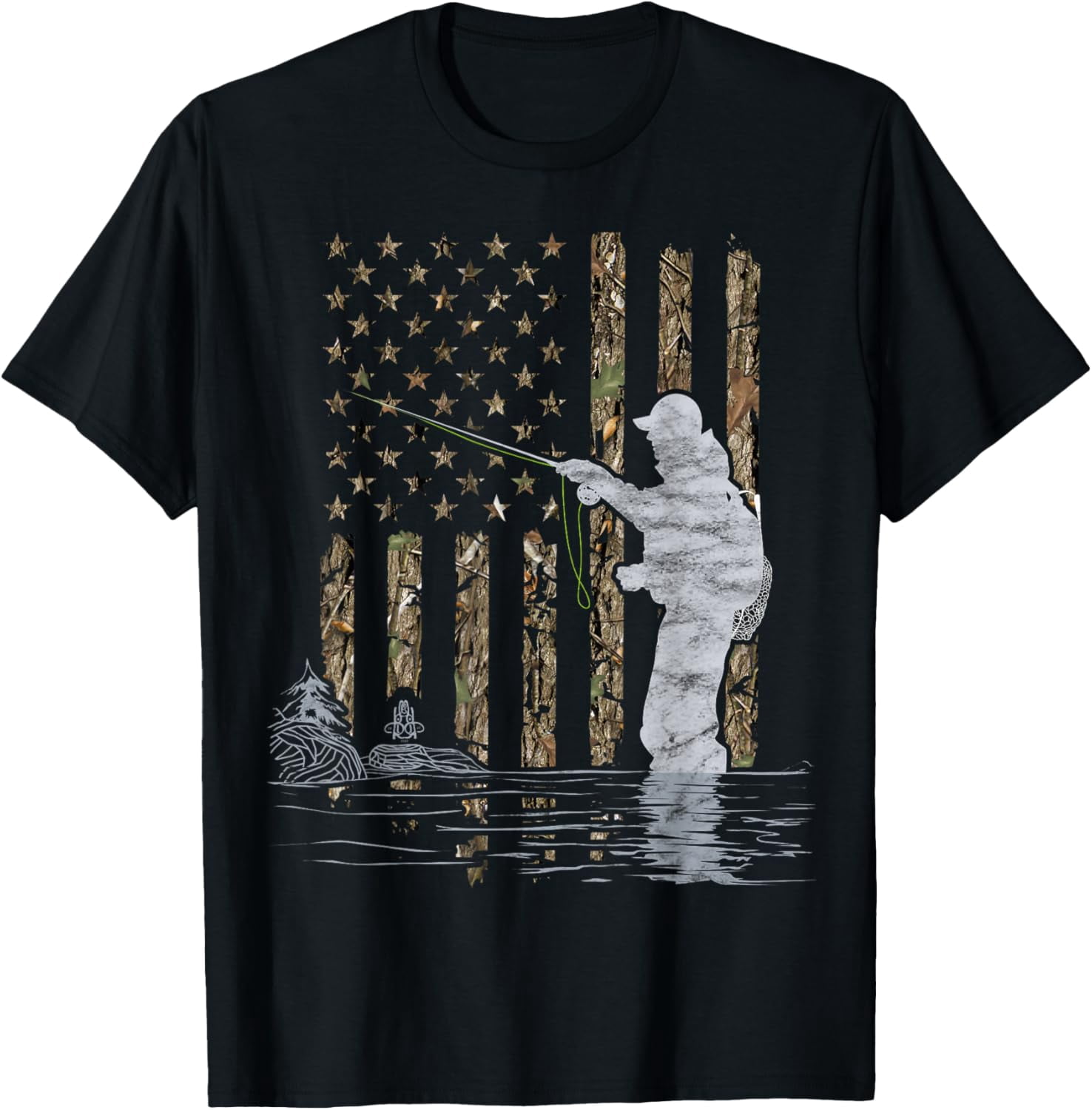 Premium Daily Comfort - Fly Fishing Fisherman American Flag Camouflage ...