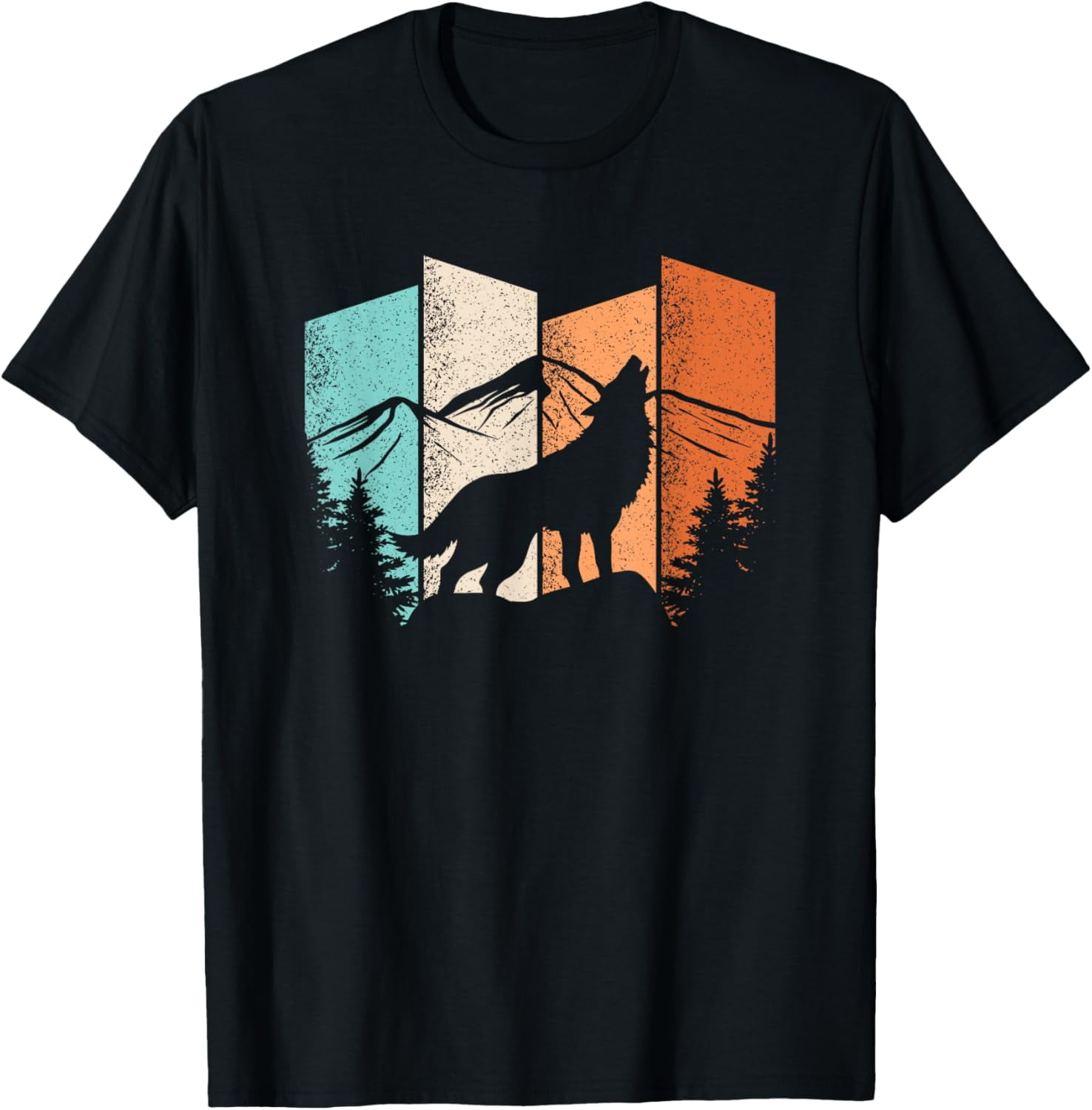 Premium Daily Comfort - Retro Wolf Landscape Mountain Trees Wolf Lover ...