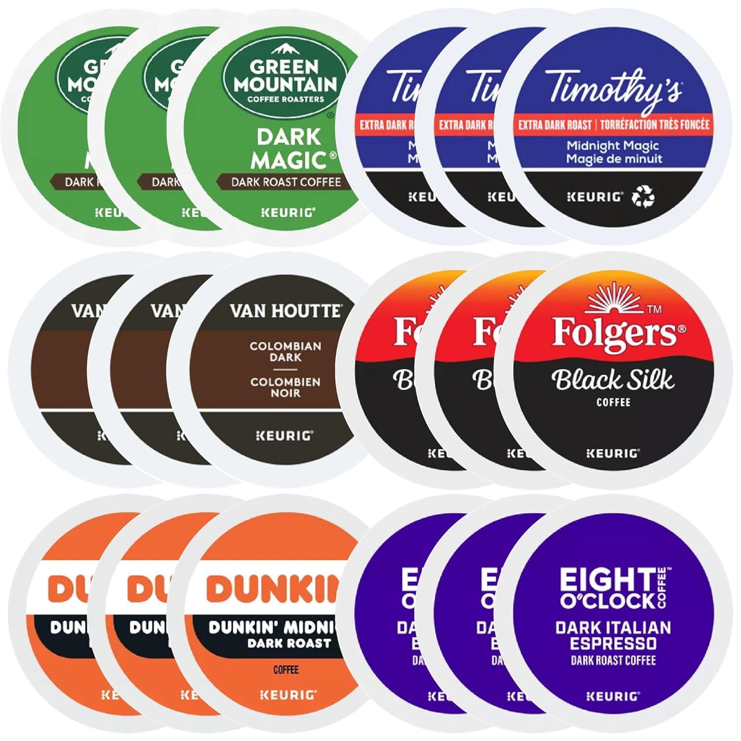 Premium Dark Coffee K-Cup Variety Sampler Value Pack 18ct - Six ...