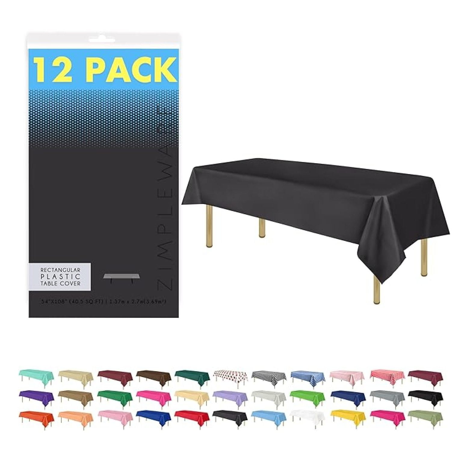 Premium Dark Grey Plastic Table Cloth Disposable (12 Pk) Plastic ...