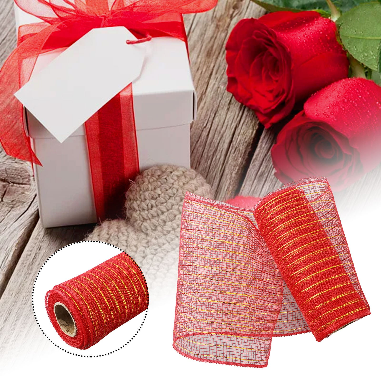 Premium Deco Mesh Ribbon Rolls in 15cm Width and 5 Yard Length Choose ...